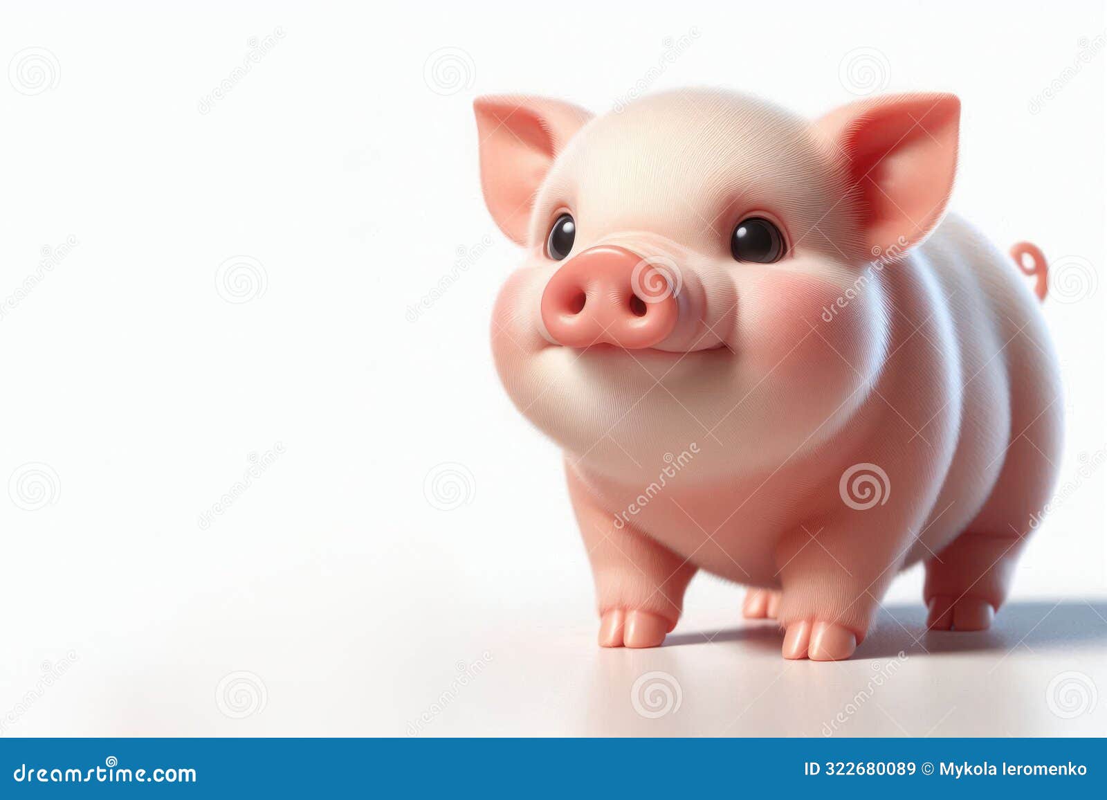 A Small Pig on a Light Background. Space for Text. Stock Illustration ...