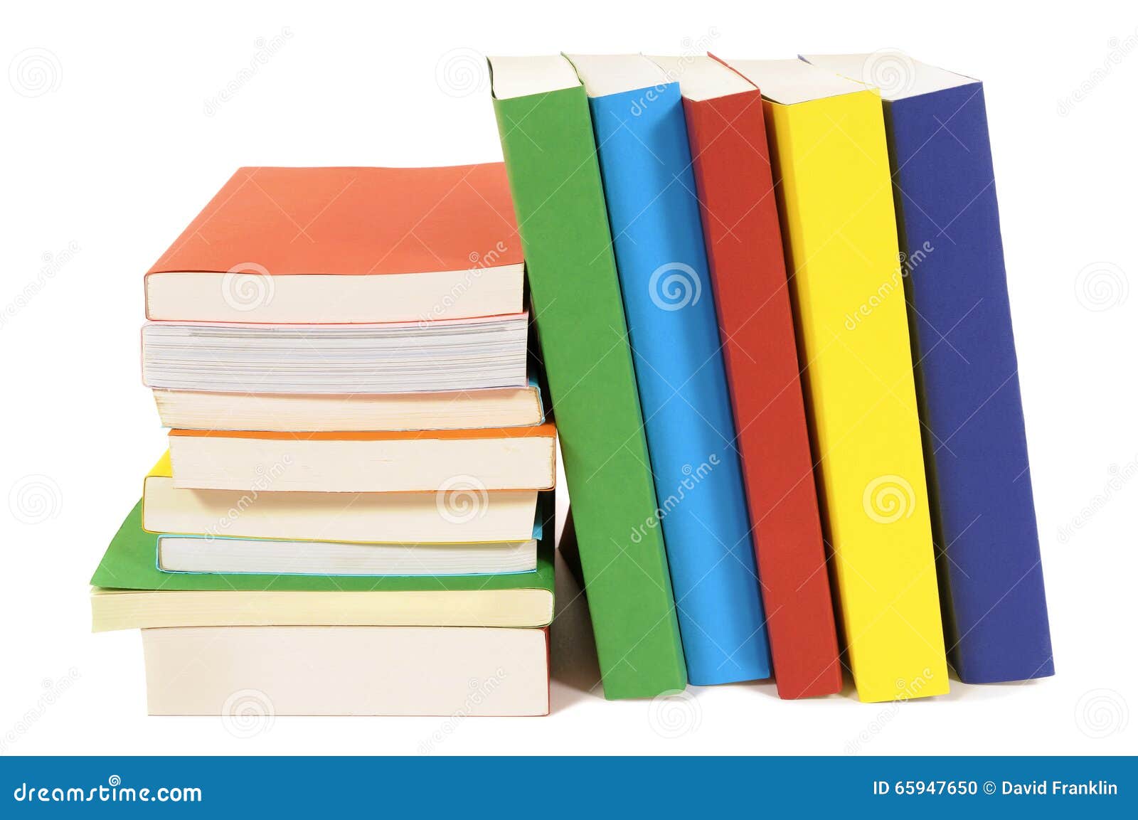 Small Pile Leaning Row of Colorful Books Isolated on White Stock Photo ...