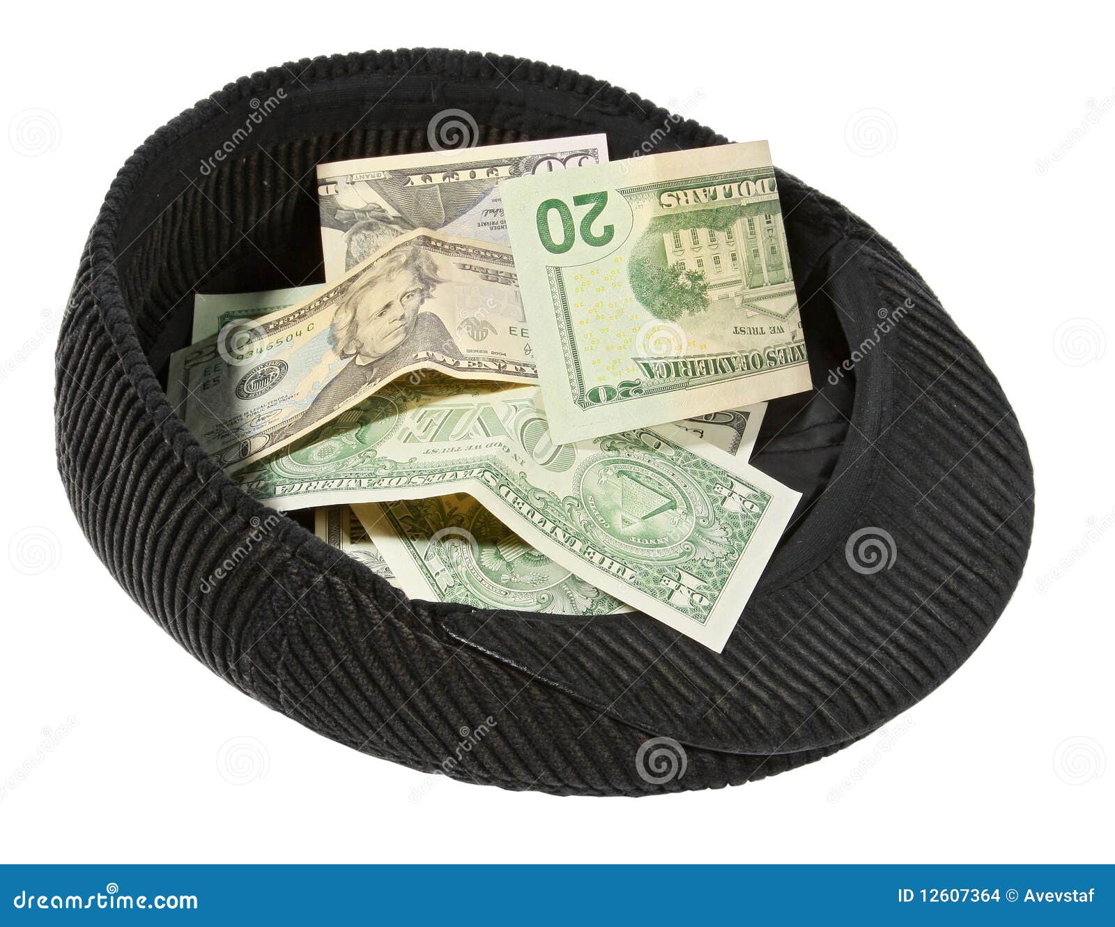 Small Pile of Money Lies in a Cap. Stock Photo - Image of house ...