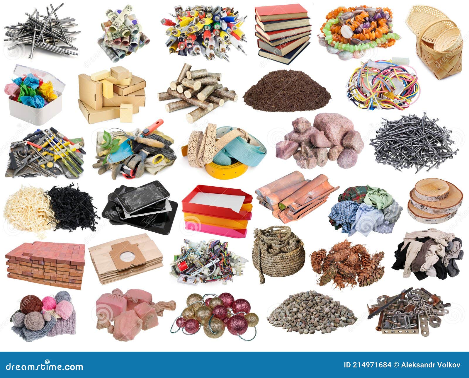 Small Piles of Various Inedible Objects and Things Set Isolated Stock ...