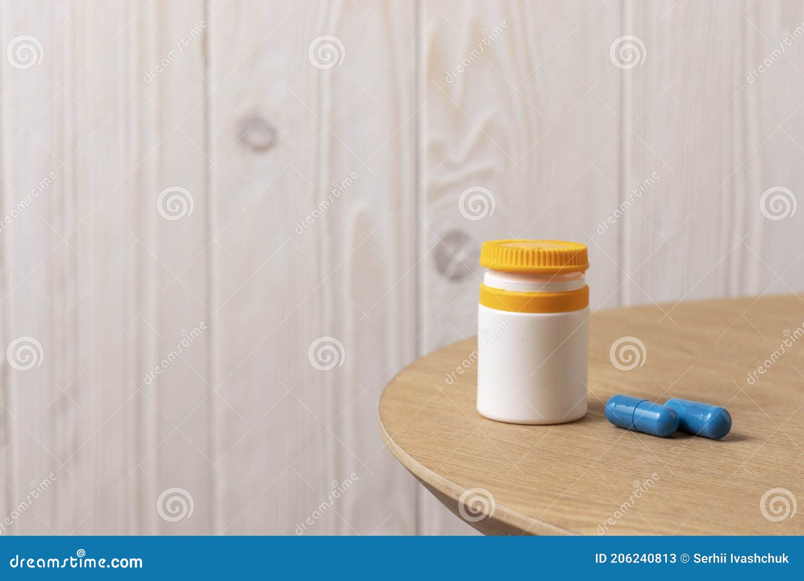 Small Pill Container and Two Capsules Stock Image - Image of evening ...
