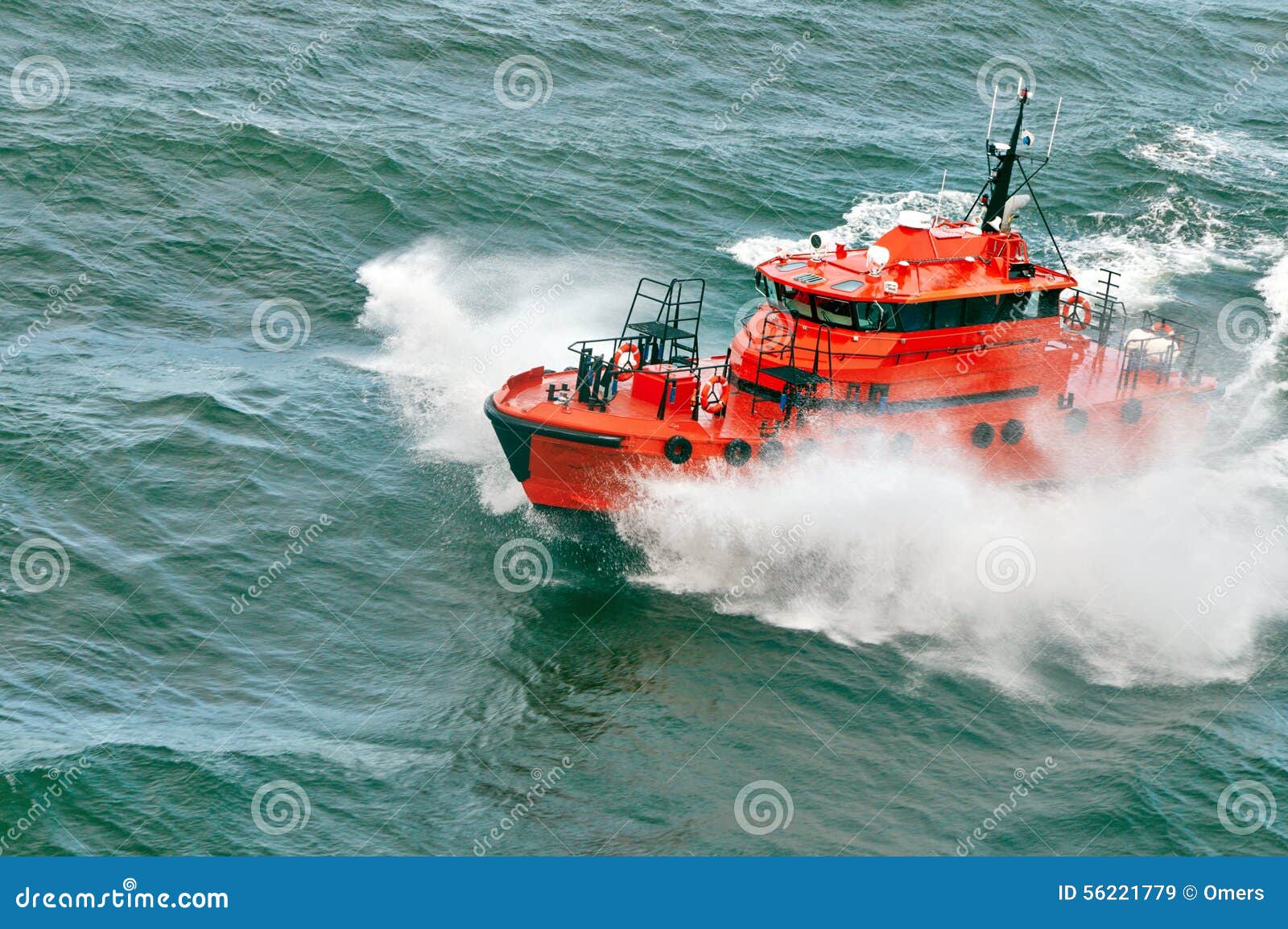 Small Pilot Boat Sailing Over the Wave Stock Image - Image of holiday ...