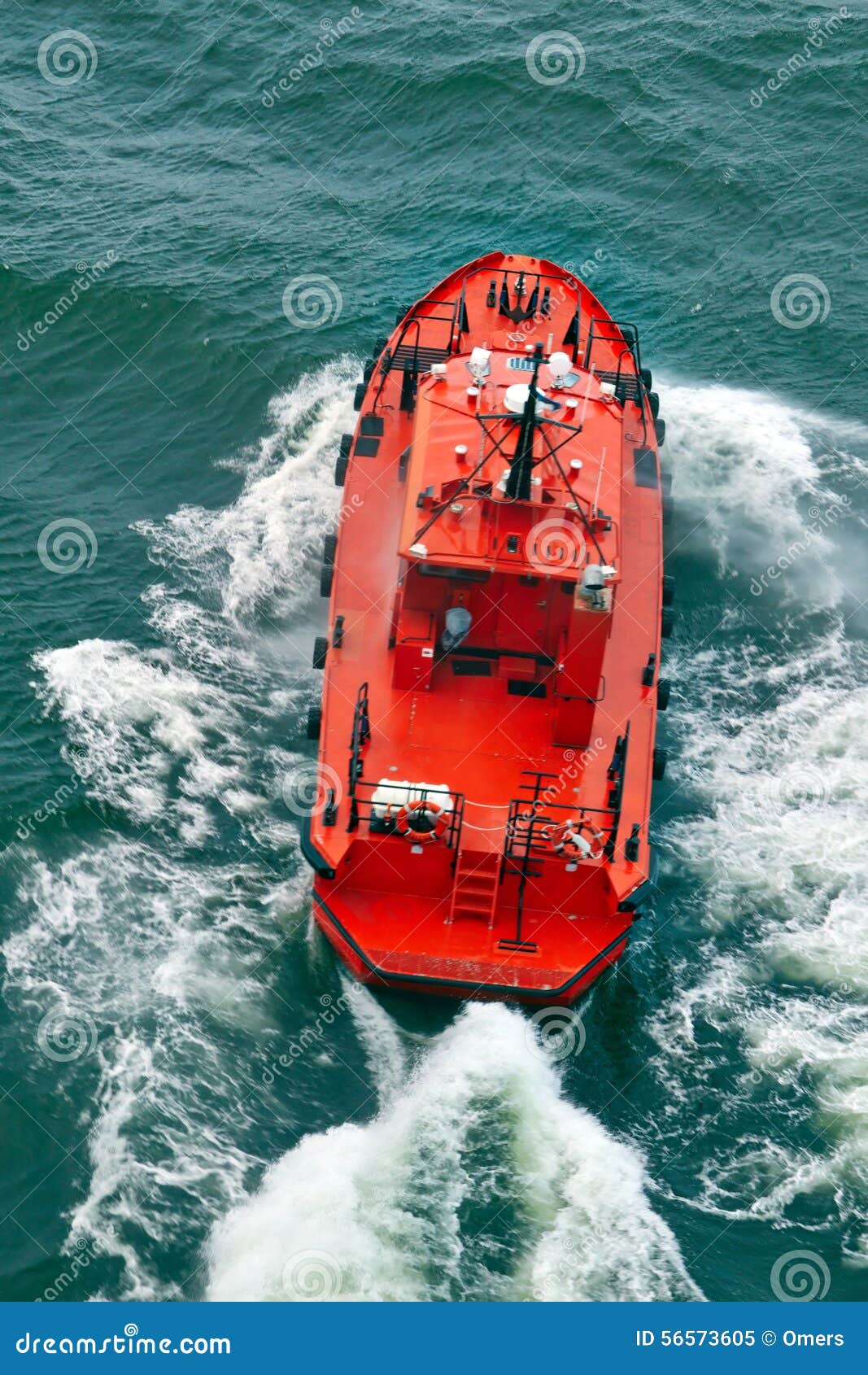 Small Pilot Boat Sailing with Waves Stock Image - Image of industrial ...