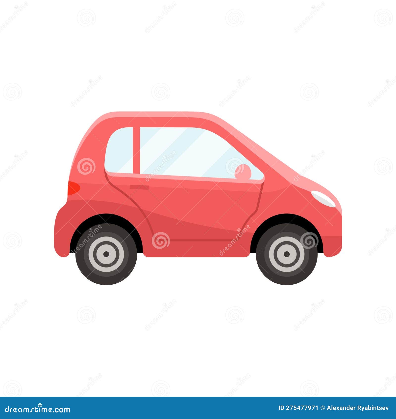 Compact Hatchback Car Pink Coloured Flat Style Vector Illustration ...