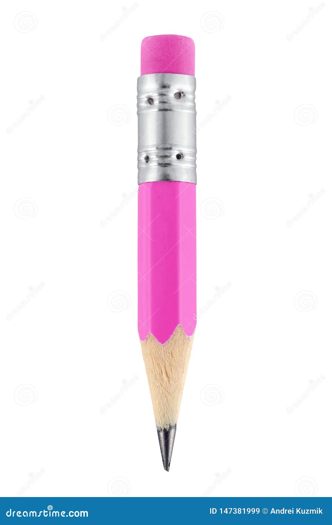 Small Pink Pencil with Eraser Isolated Stock Image - Image of supplies ...