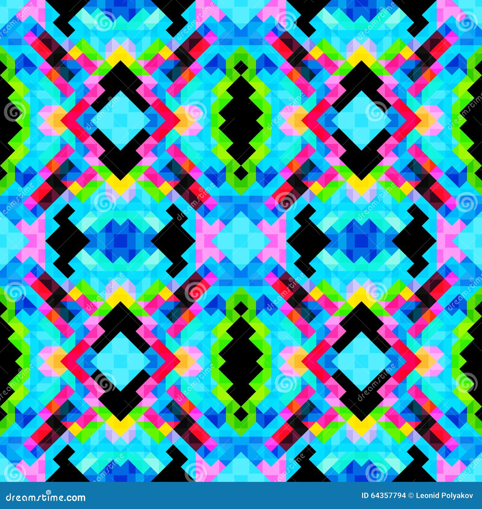 Small Pixels Abstract Geometric Seamless Pattern Vector Illustration ...