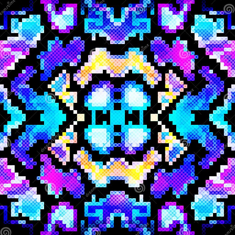Small Pixels Abstract Geometric Seamless Pattern Vector Illustration ...