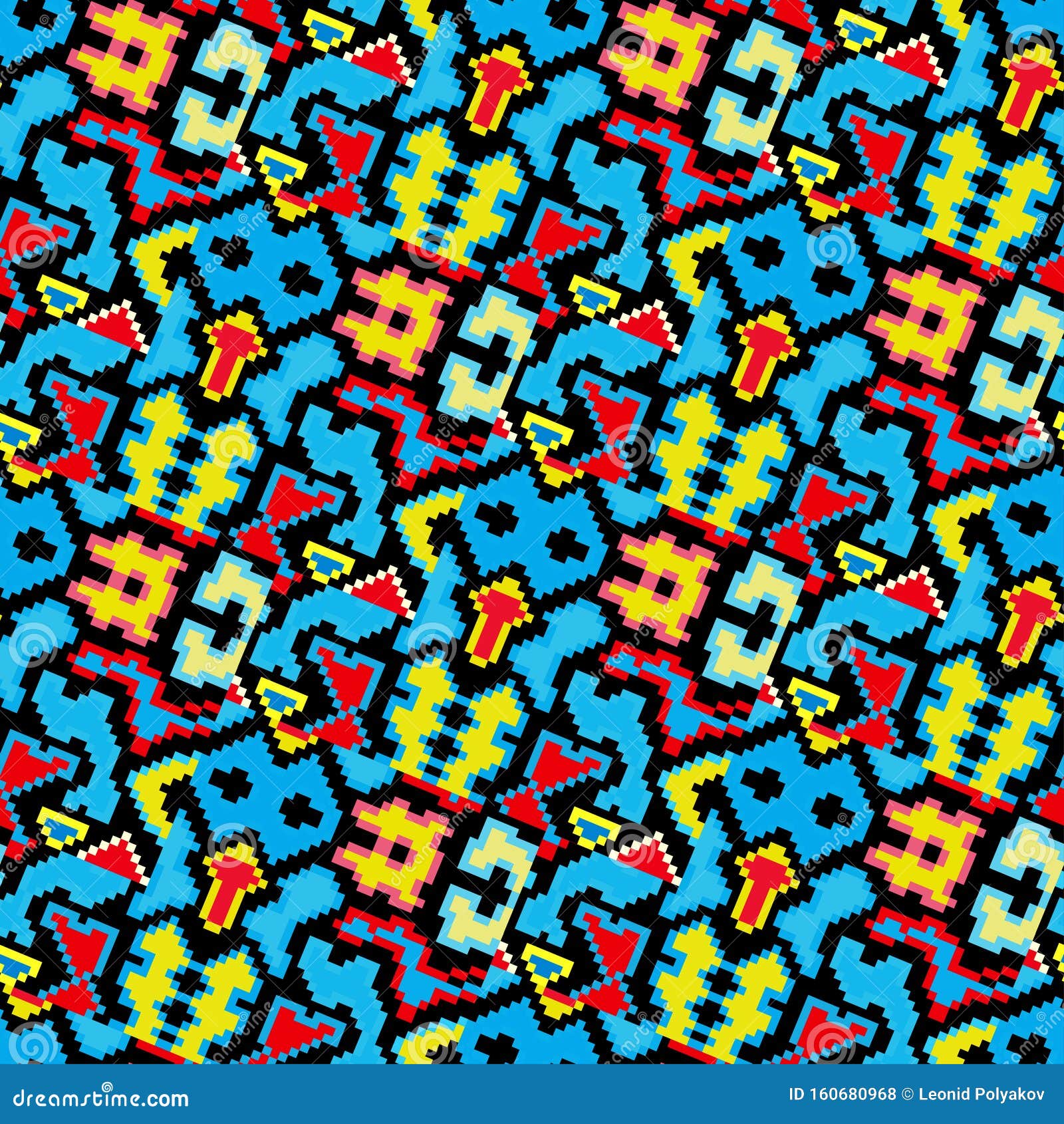 Small Pixels Colored Geometric Background Seamless Pattern Illustration ...