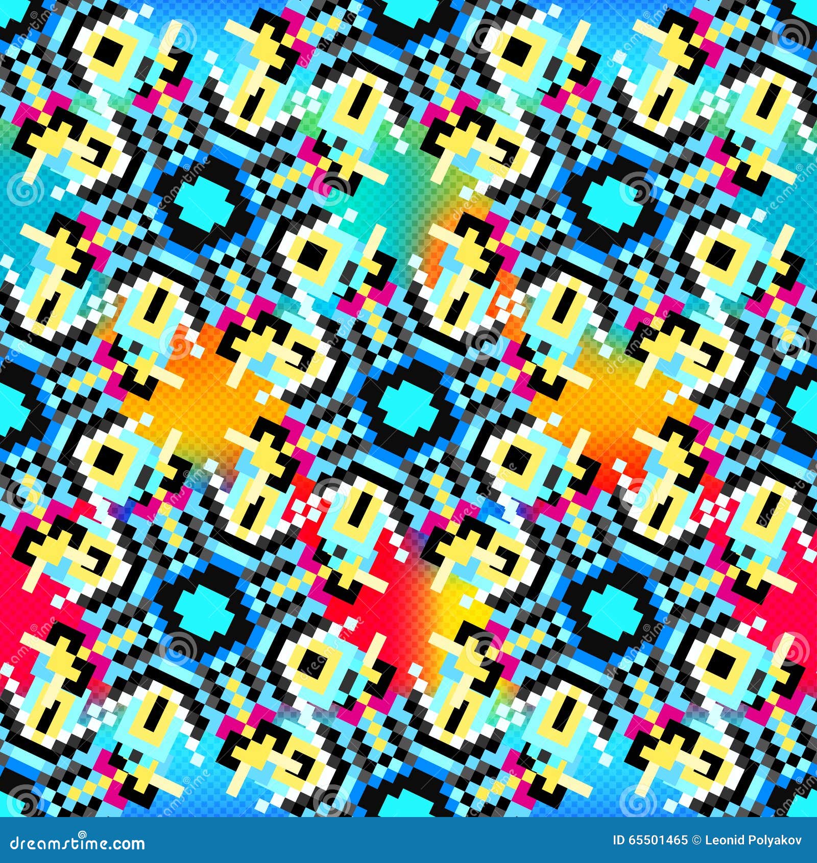 Small Pixels Colored Geometric Background Seamless Pattern Vector ...