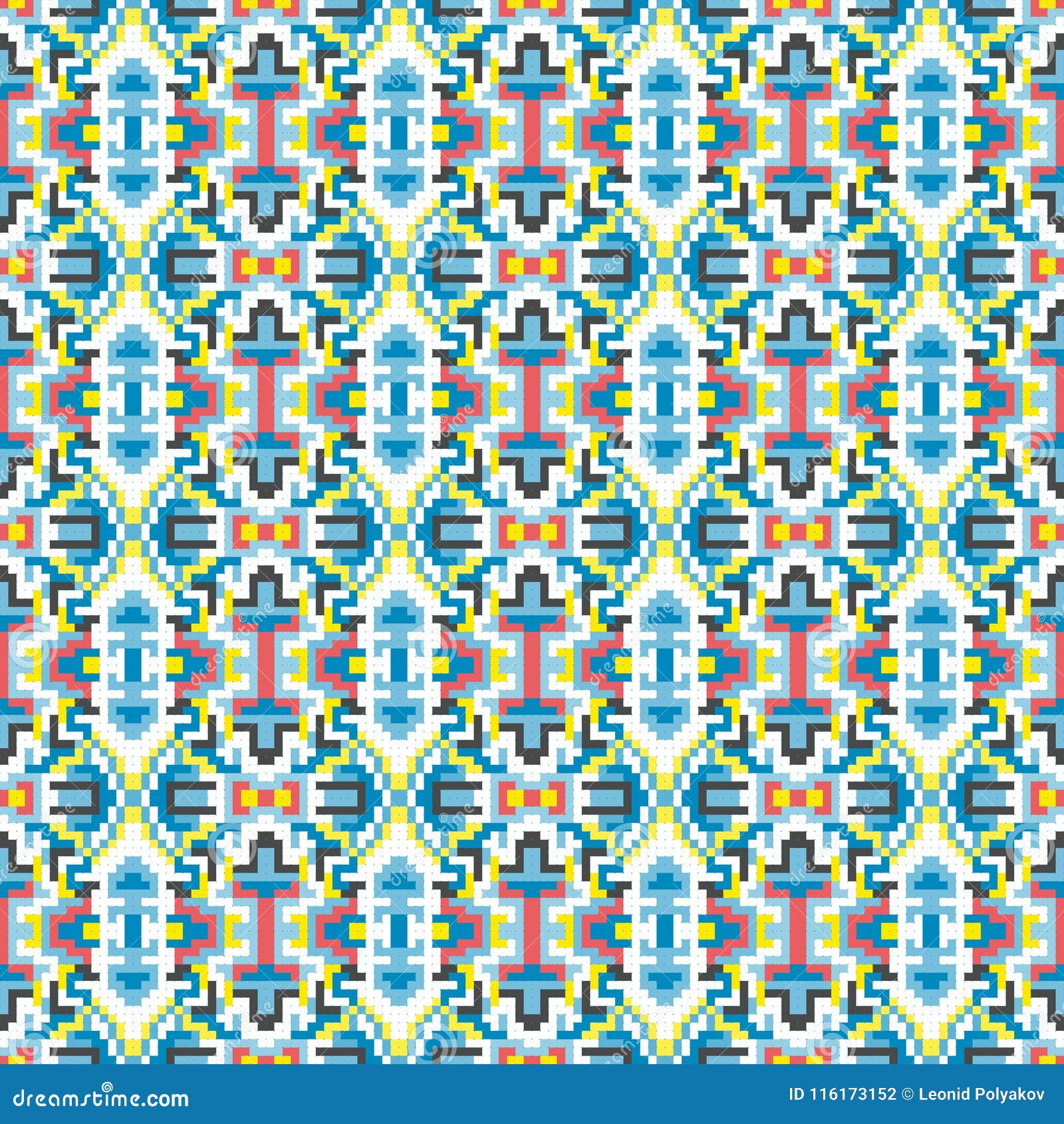 Small Pixels Colored Geometric Background Seamless Pattern Vector ...