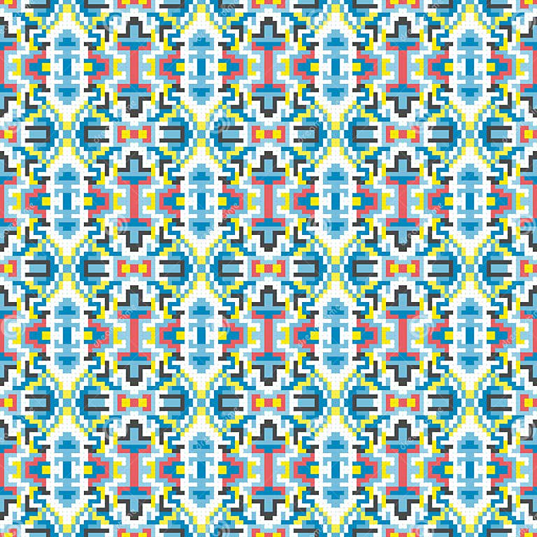 Small Pixels Colored Geometric Background Seamless Pattern Vector ...