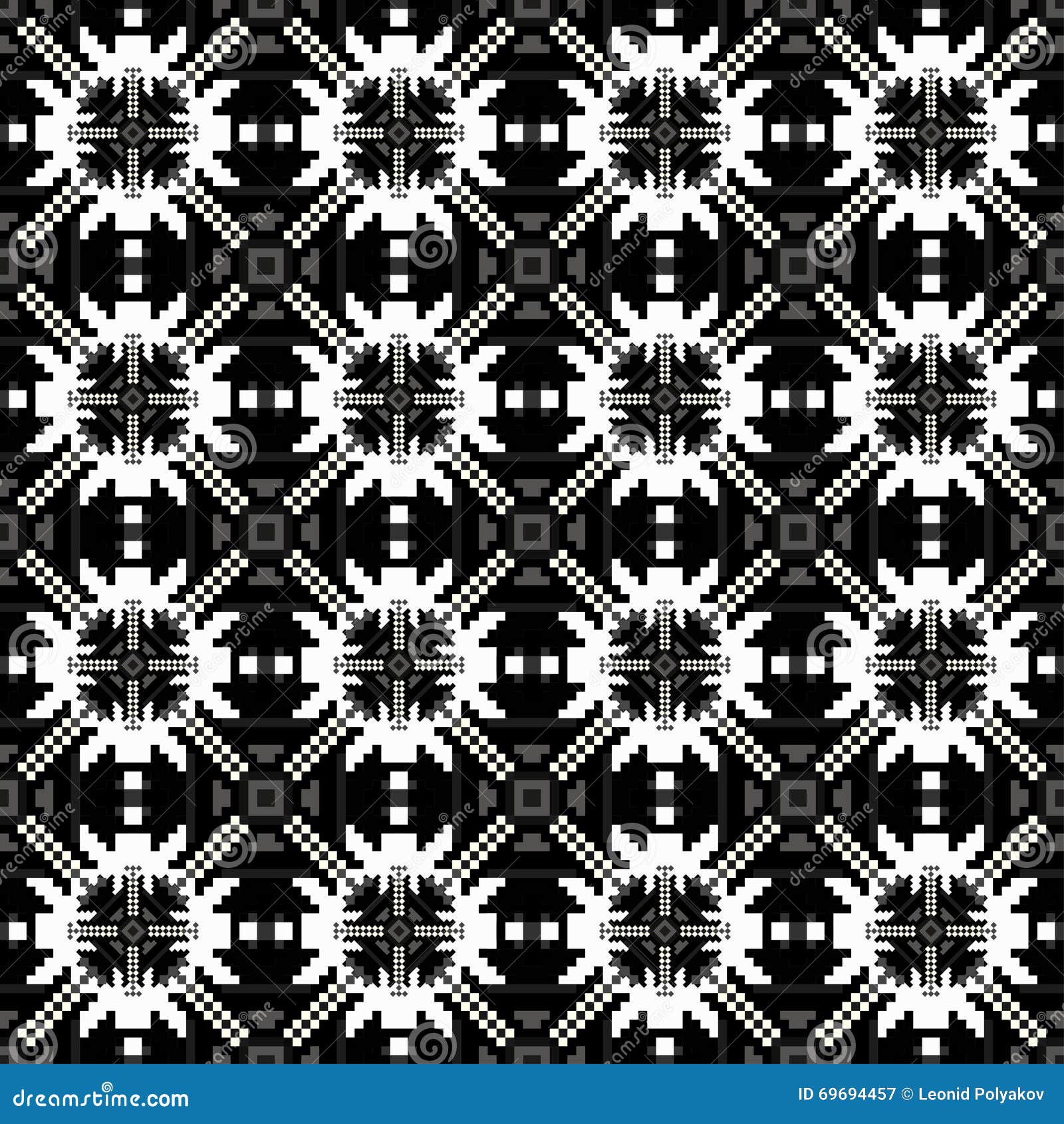 Small Pixels Monochrome Geometric Seamless Pattern Stock Vector ...