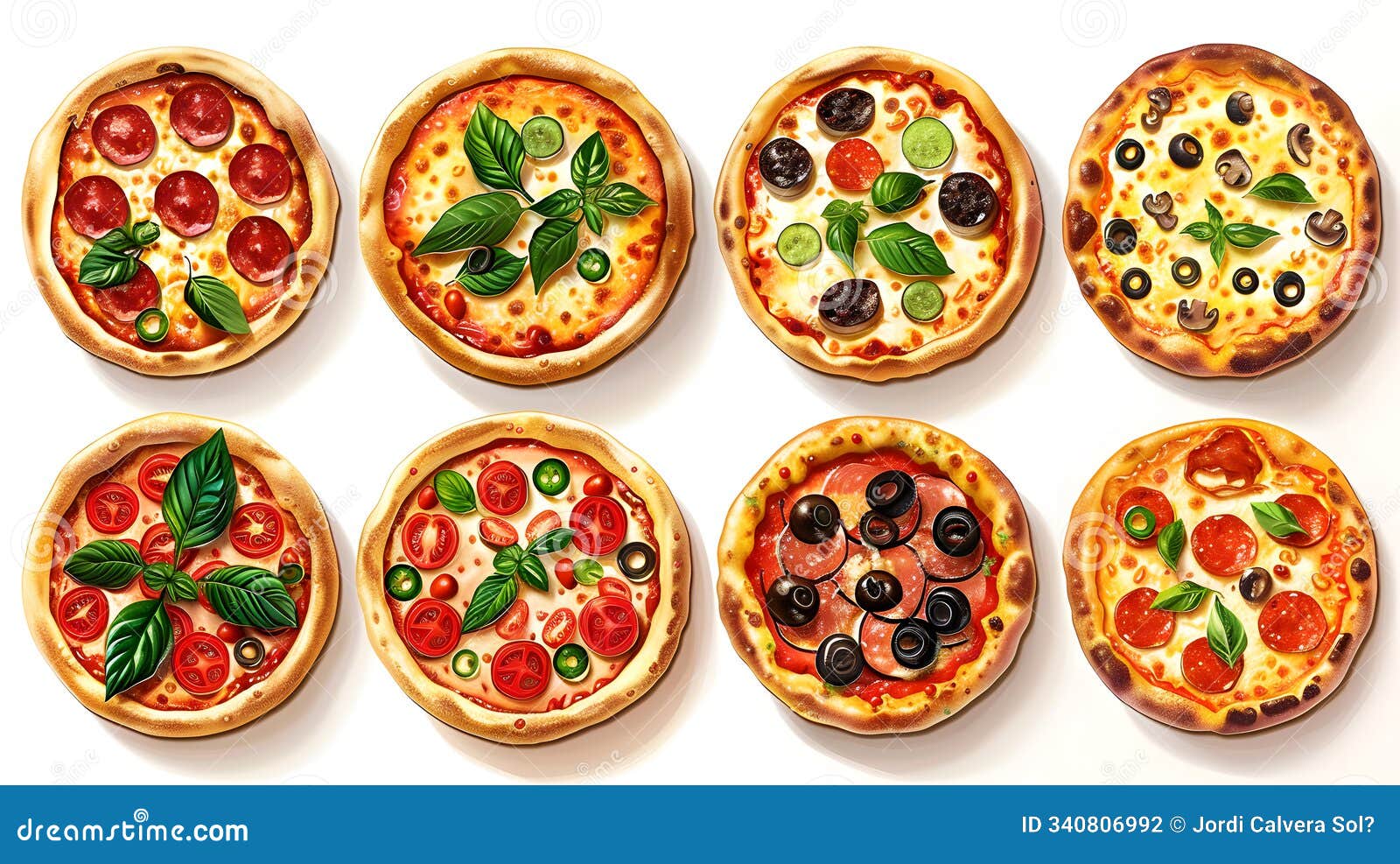 Small Pizza Images on White Background. Cut Out Stock Illustration ...