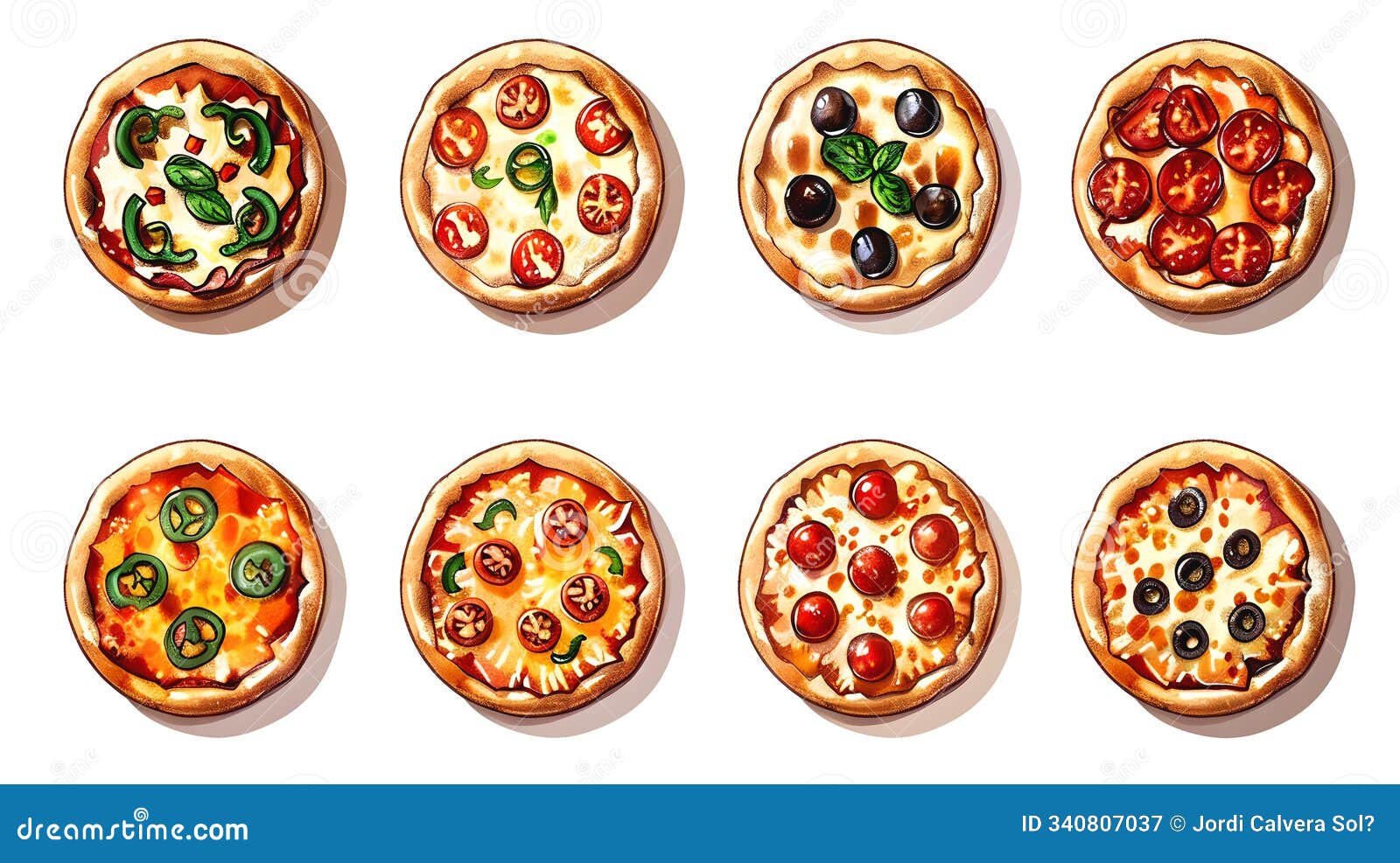 Small Pizza Images on White Background. Cut Out Stock Illustration ...