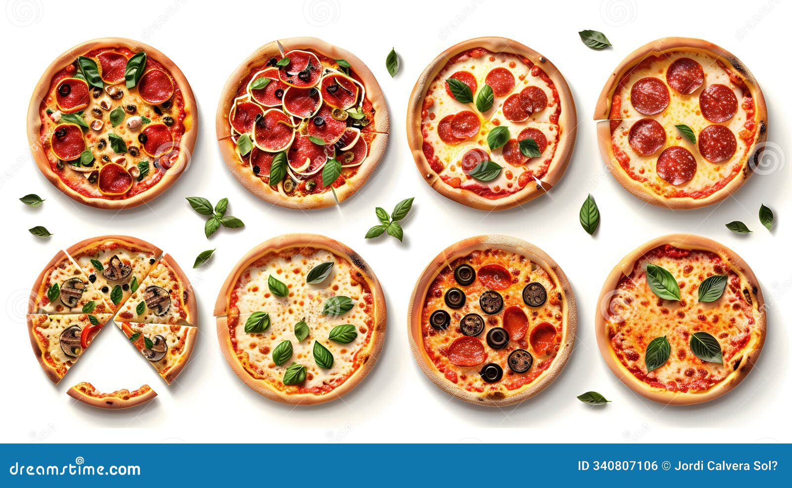 Small Pizza Images on White Background. Cut Out Stock Illustration ...