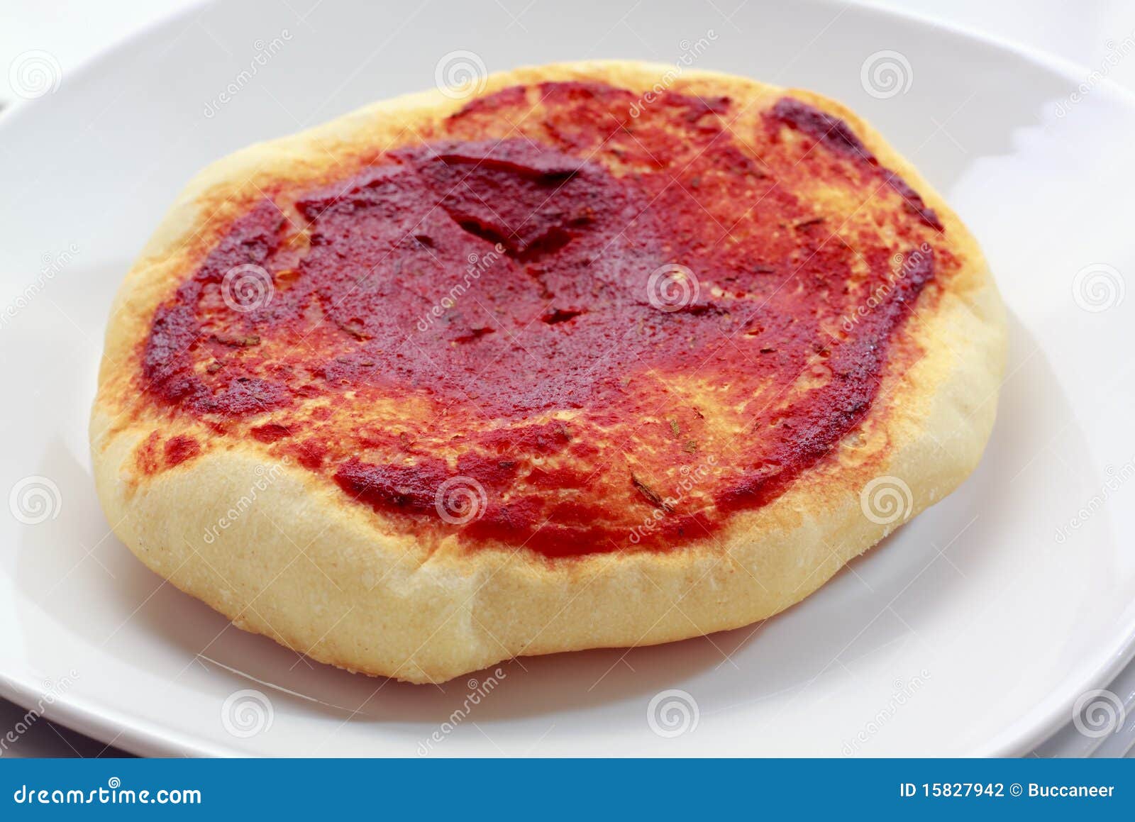 Small Pizza (pizzette) on Plate Stock Photo - Image of cuisine, yellow ...