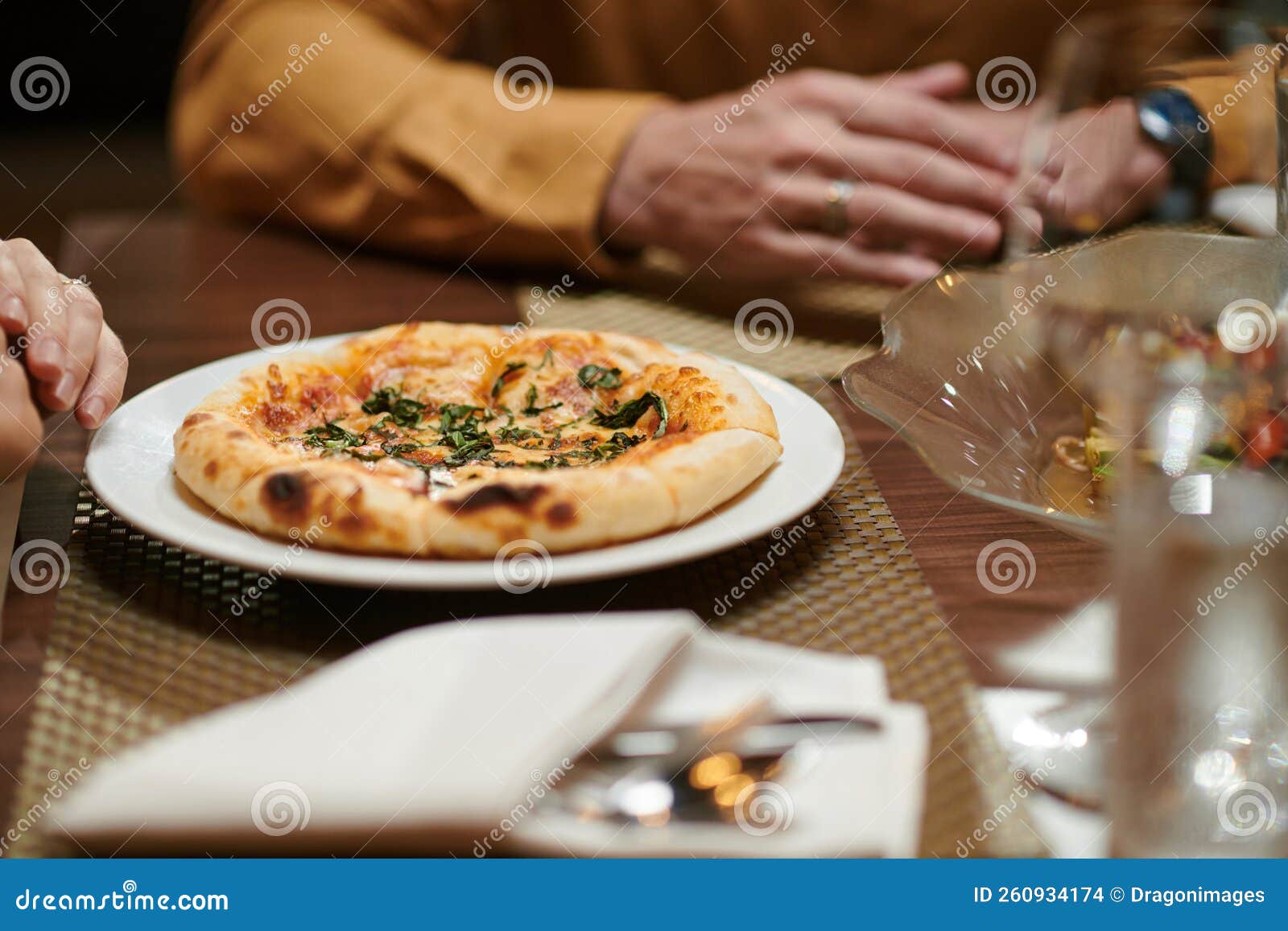 Small Pizza on Plate stock photo. Image of guest, lifestyles - 260934174