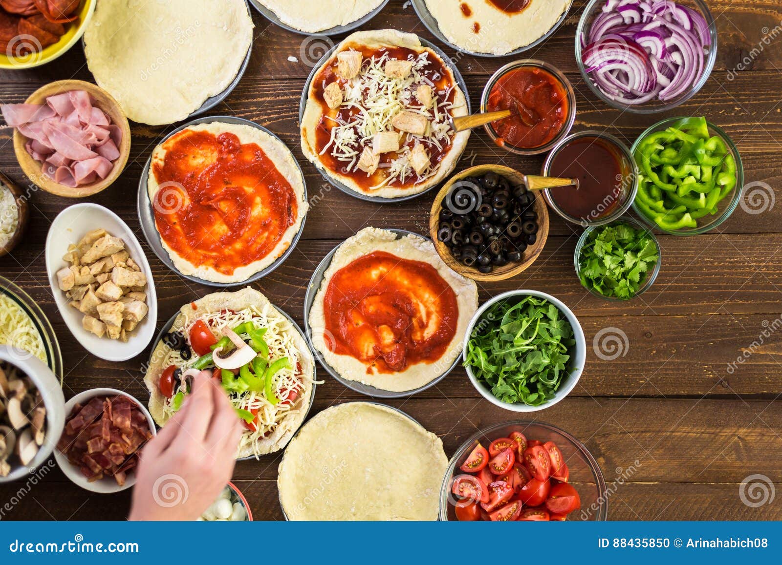 Small pizzas stock photo. Image of personalized, food - 88435850