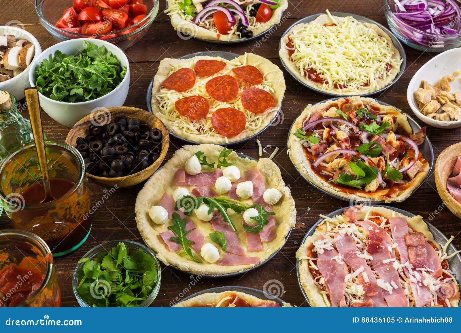 Small pizzas stock image. Image of personalized, cheese - 88436105