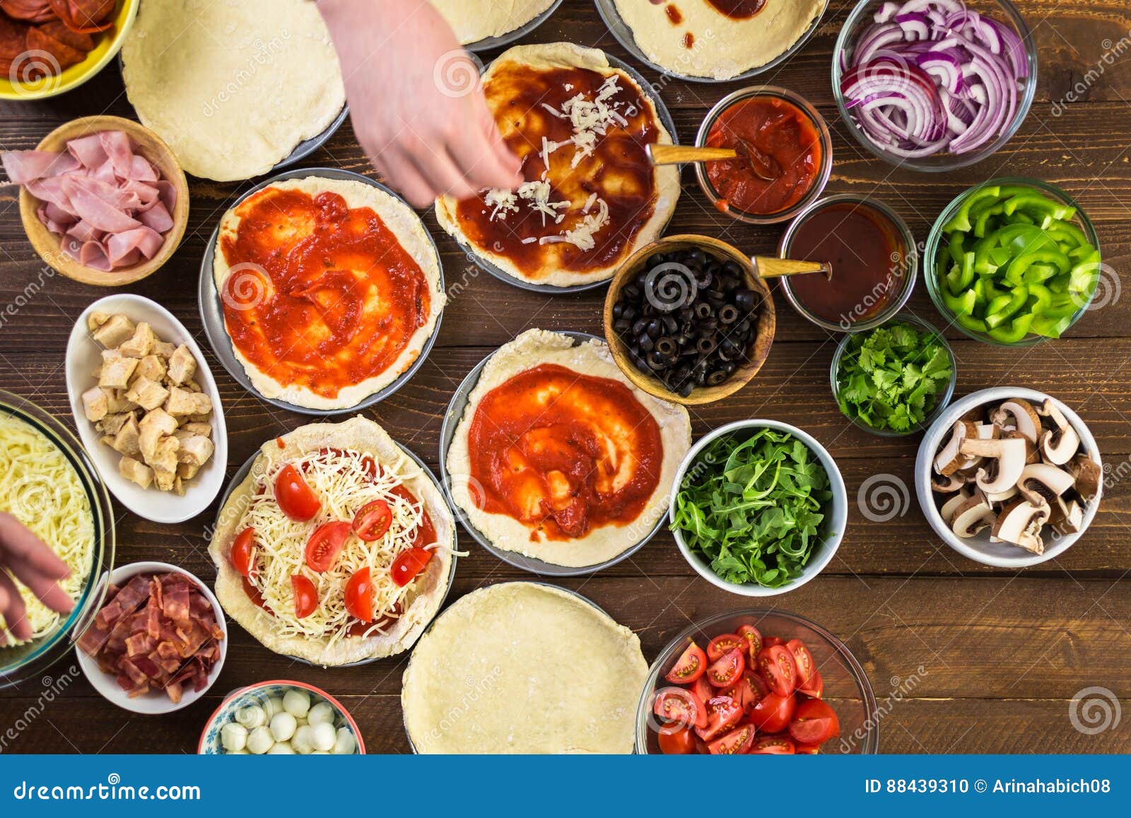 Small pizzas stock photo. Image of italian, preparing - 88439310