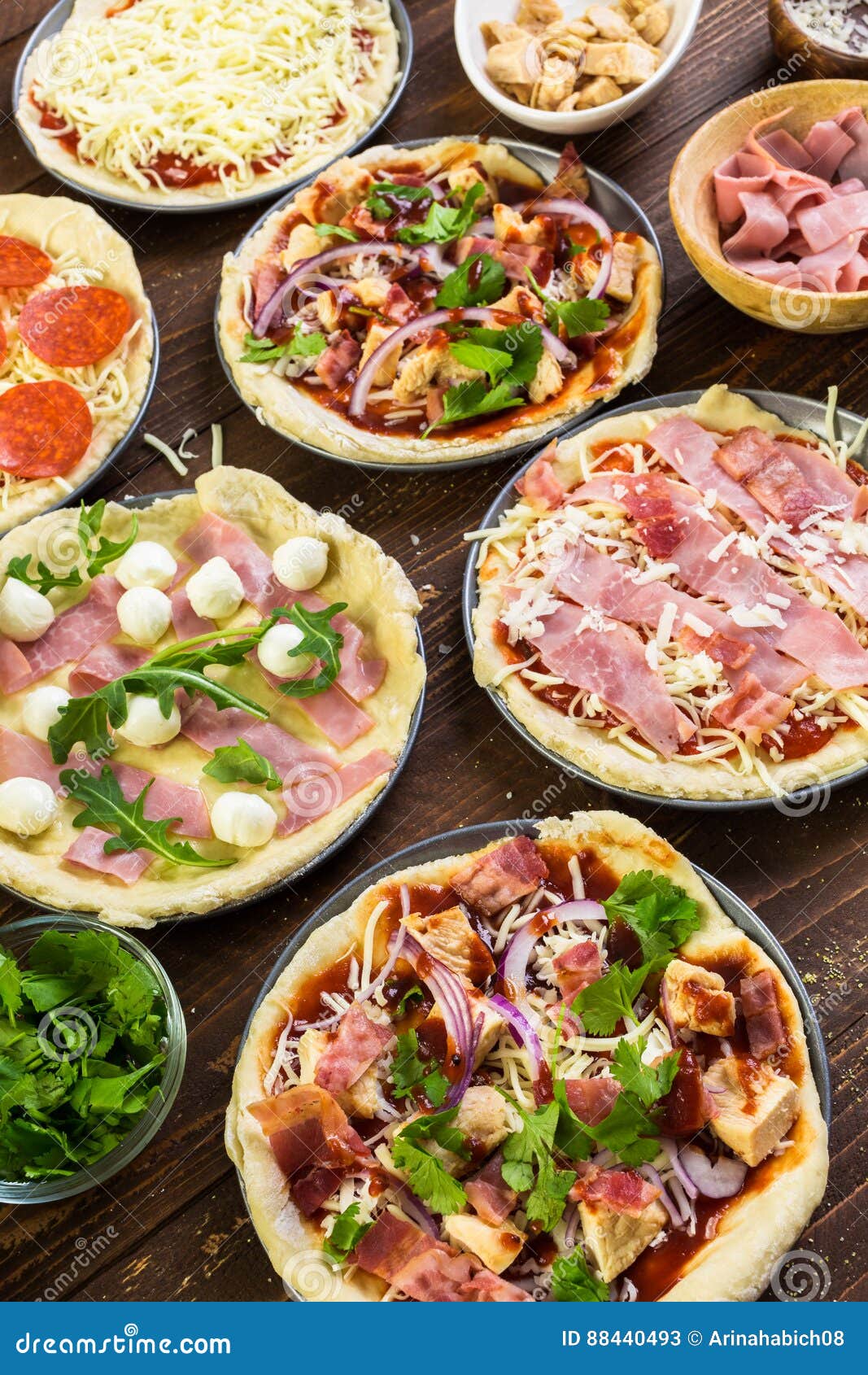 Small pizzas stock image. Image of fancy, personalized - 88440493
