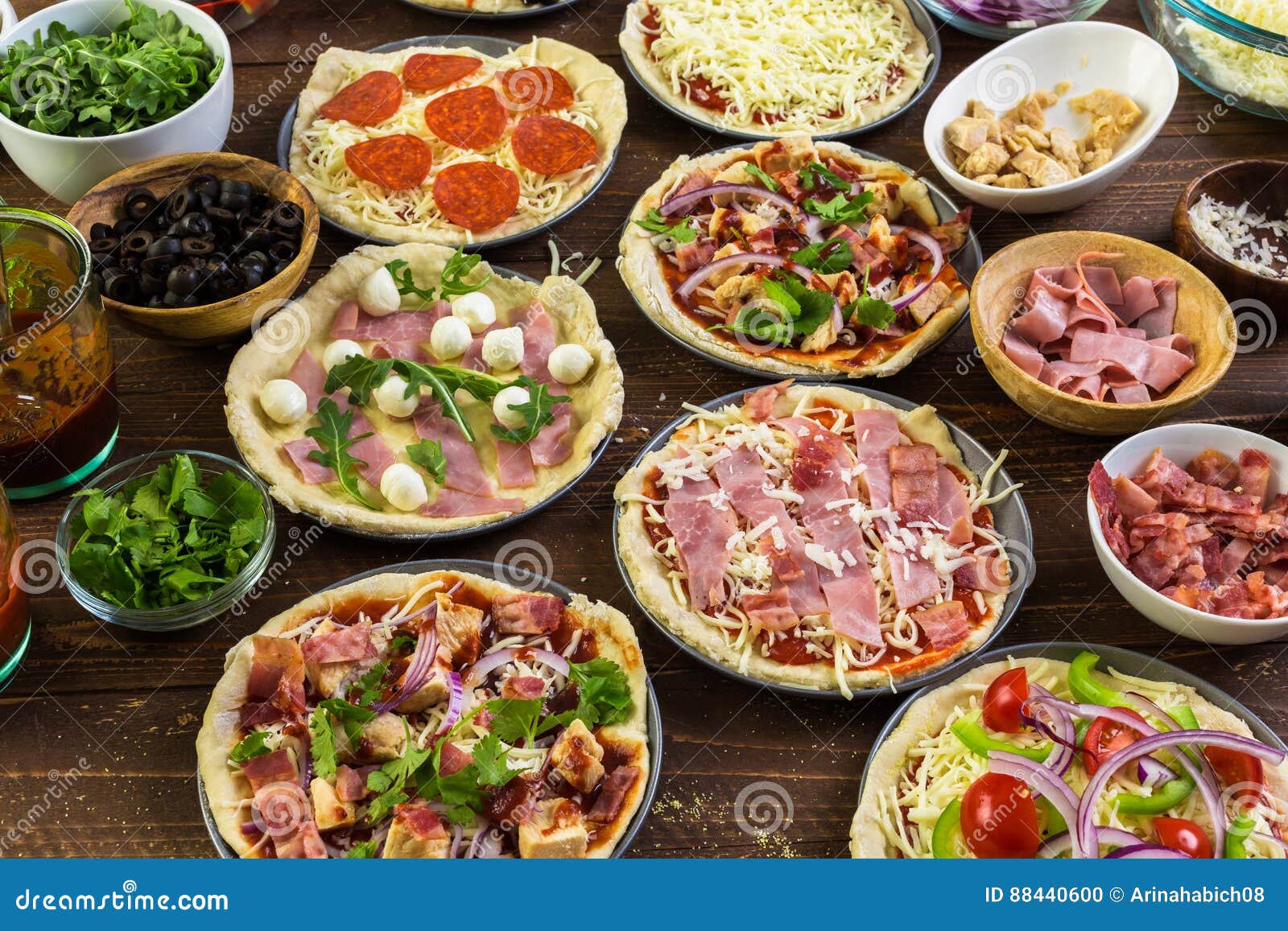 Small pizzas stock photo. Image of preparing, small, vegetable - 88440600