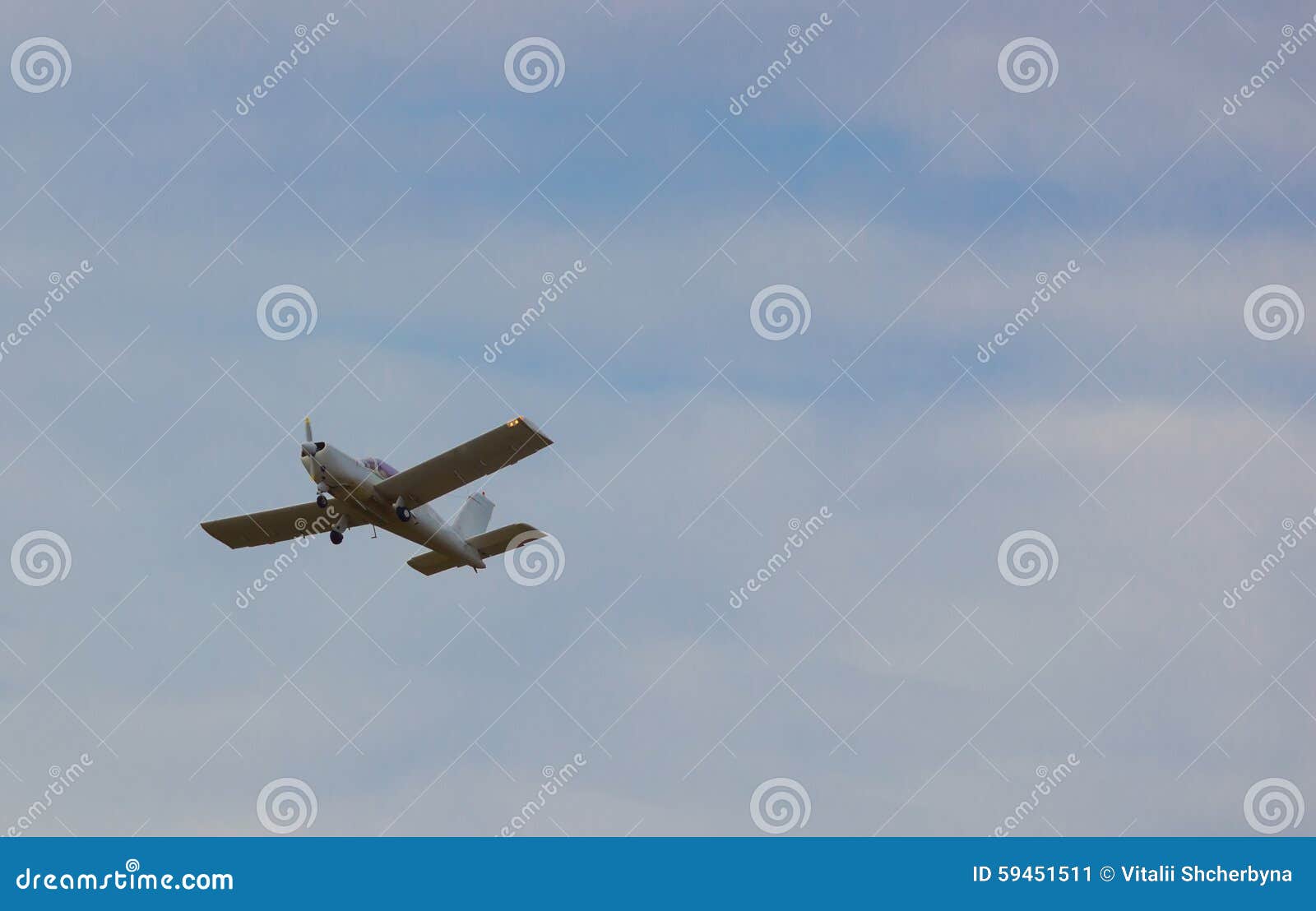 Small plane in the air. stock image. Image of cockpit - 59451511