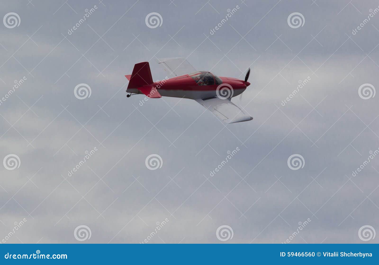Small plane in the air. stock photo. Image of single - 59466560