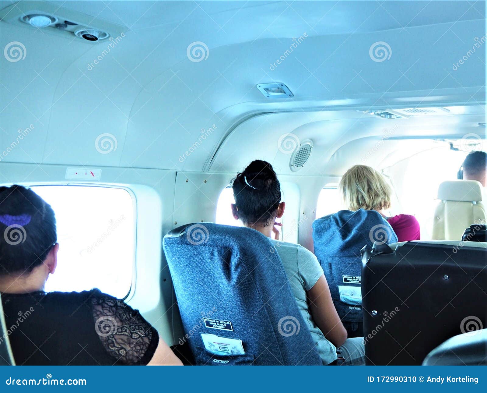 Small Plane Cabin Flying Over he Blue Hole in Belize Editorial Image ...