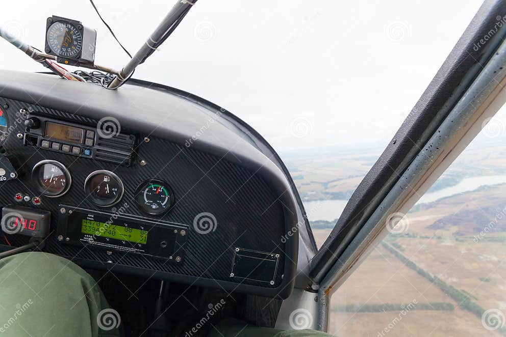 Small plane in flight stock photo. Image of interior - 108109288