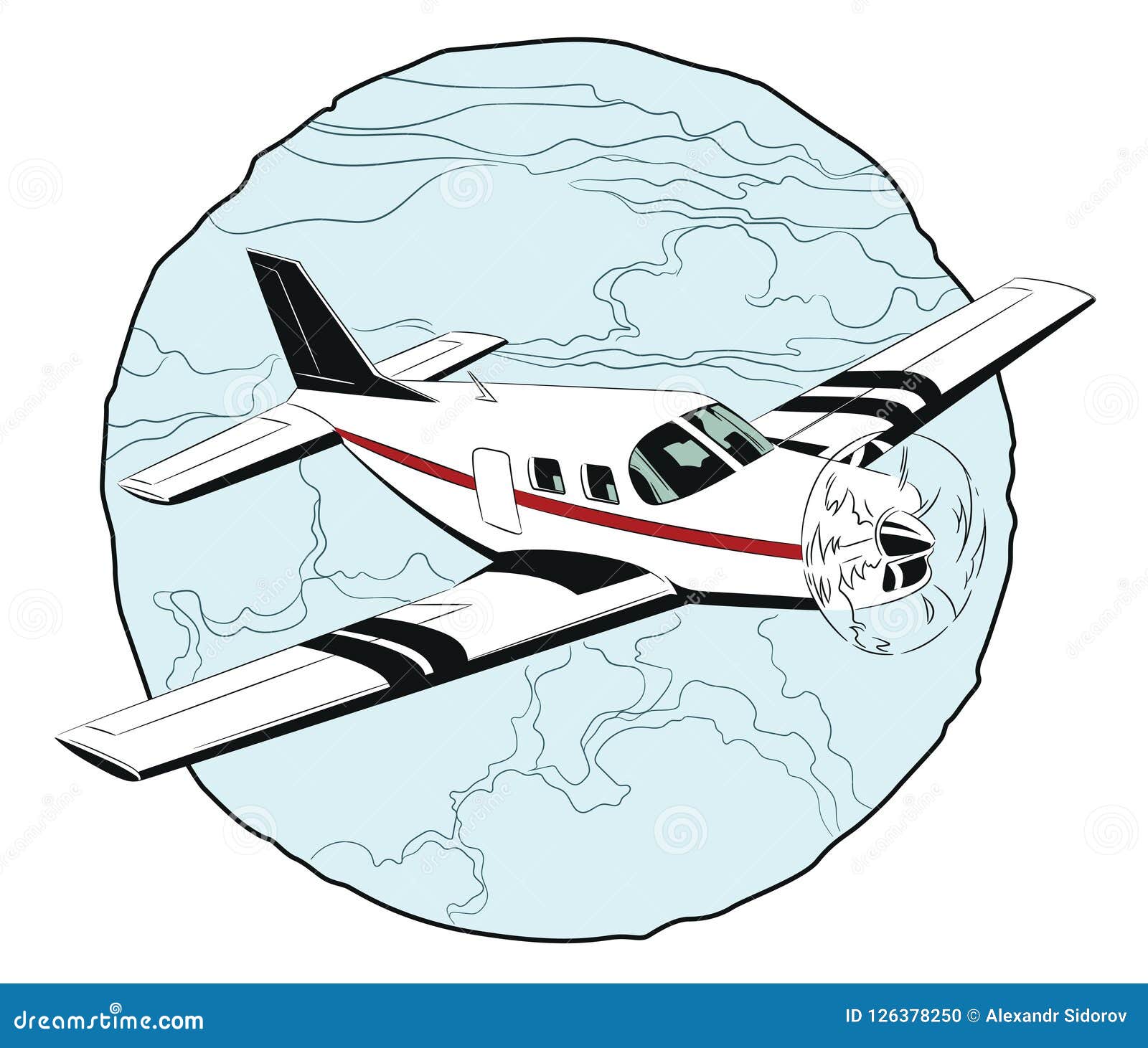 Small Plane Flying Above Clouds. Stock Vector - Illustration of ...