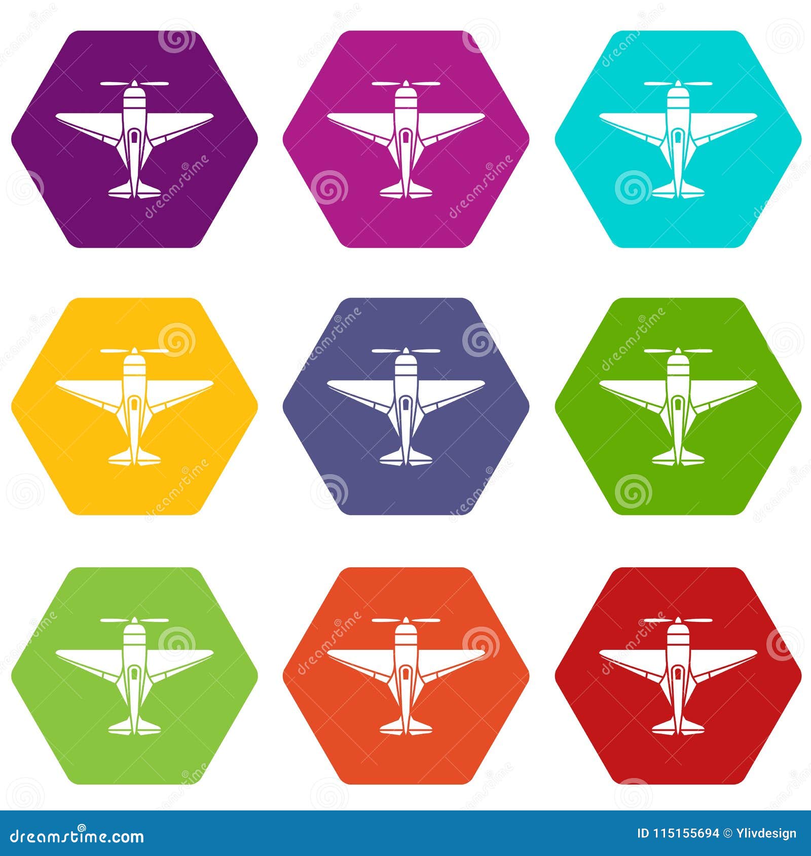 Small Plane Icons Set 9 Vector Stock Vector - Illustration of icon ...