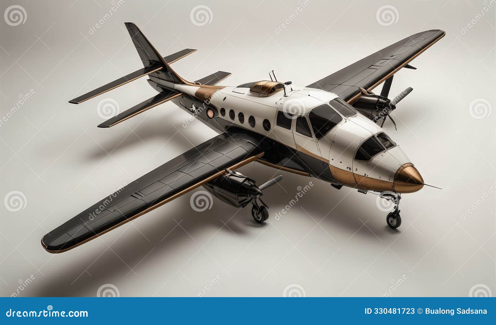 Small Plane with Propeller on White Background Stock Illustration ...