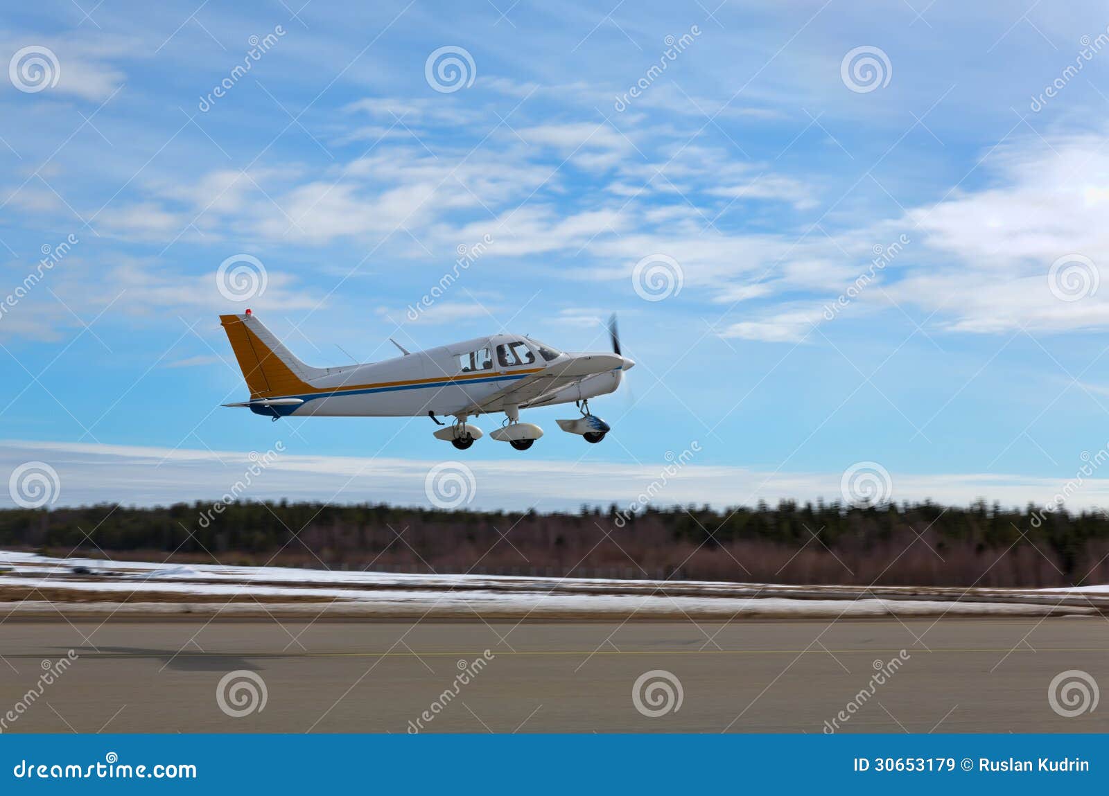 Small Plane Taking Off stock image. Image of lift, gear - 30653179