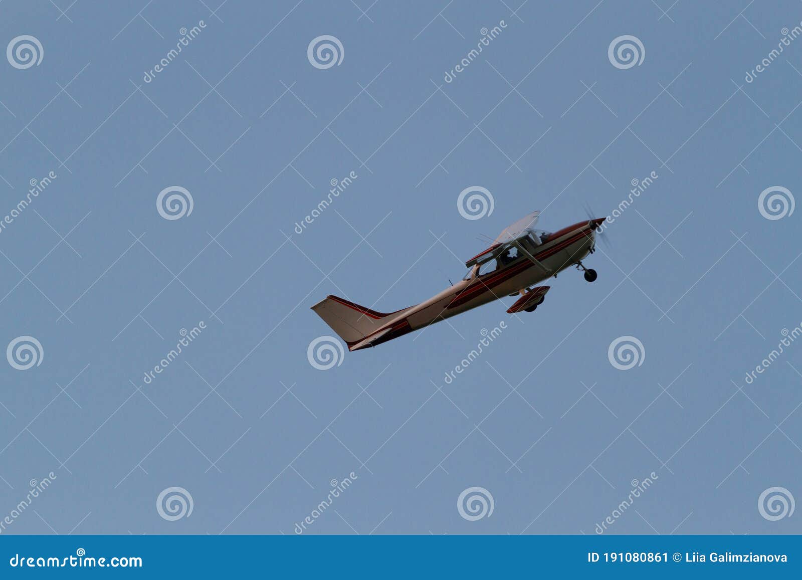 Small plane taking off stock image. Image of background - 191080861