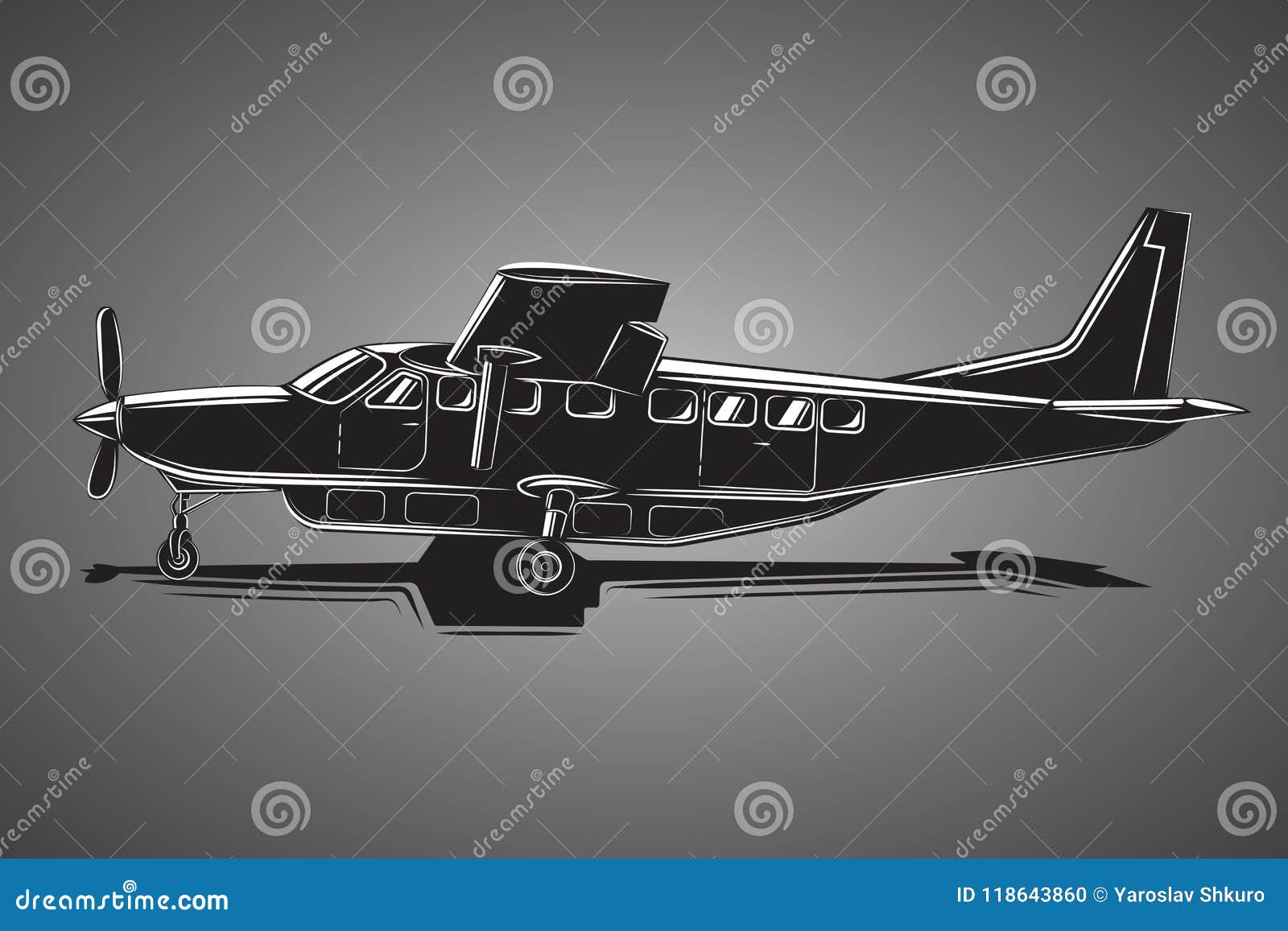 Small Plane Vector Illustration. Big Single Engine Propelled Passenger ...