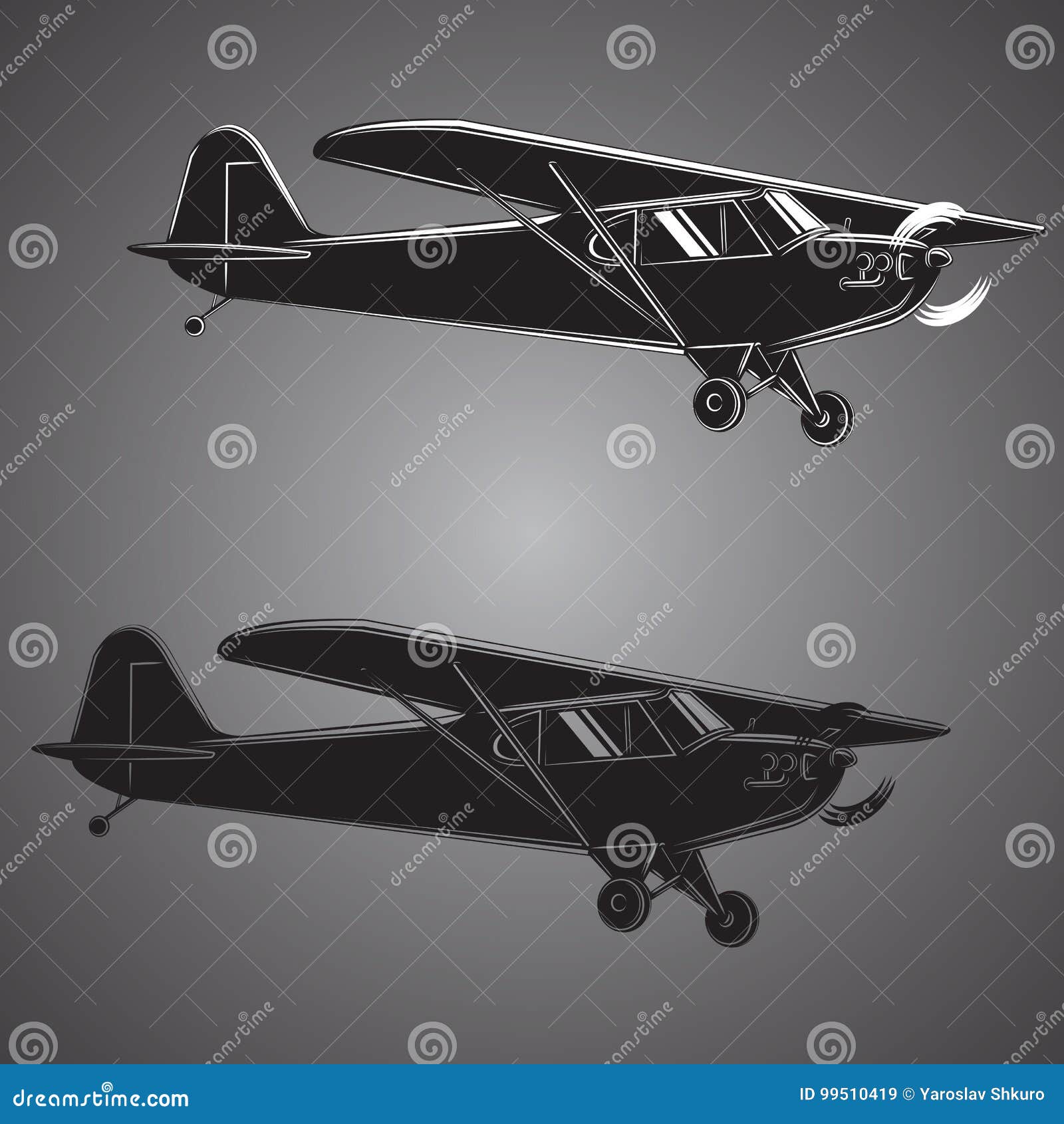 Small Plane Vector Illustration. Single Engine Propelled Aircraft. Air ...