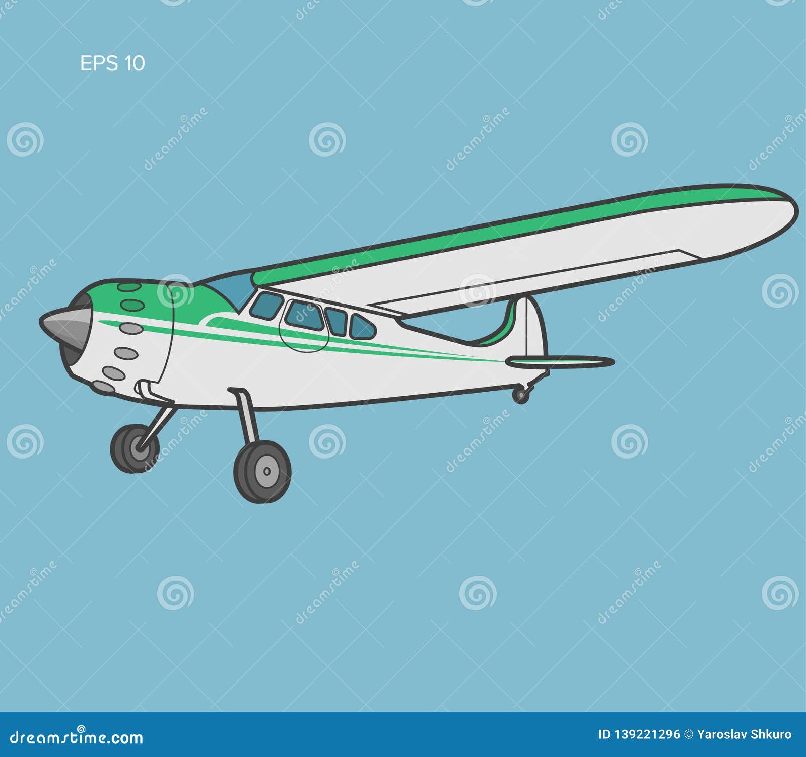 Small Plane Vector Illustration. Single Engine Propelled Aircraft. Air ...