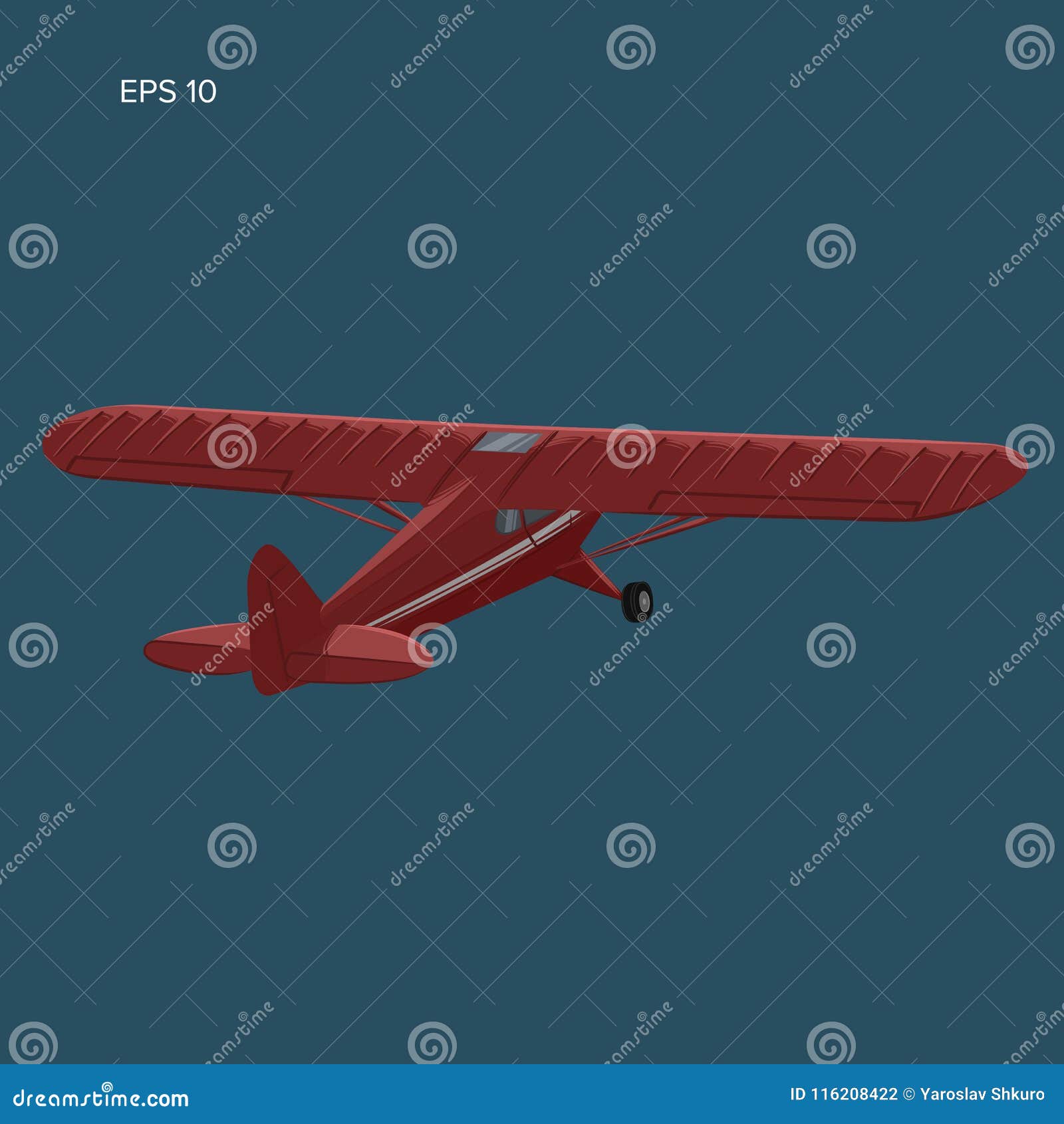 Small Plane Vector Illustration. Single Engine Propelled Aircraft Stock ...