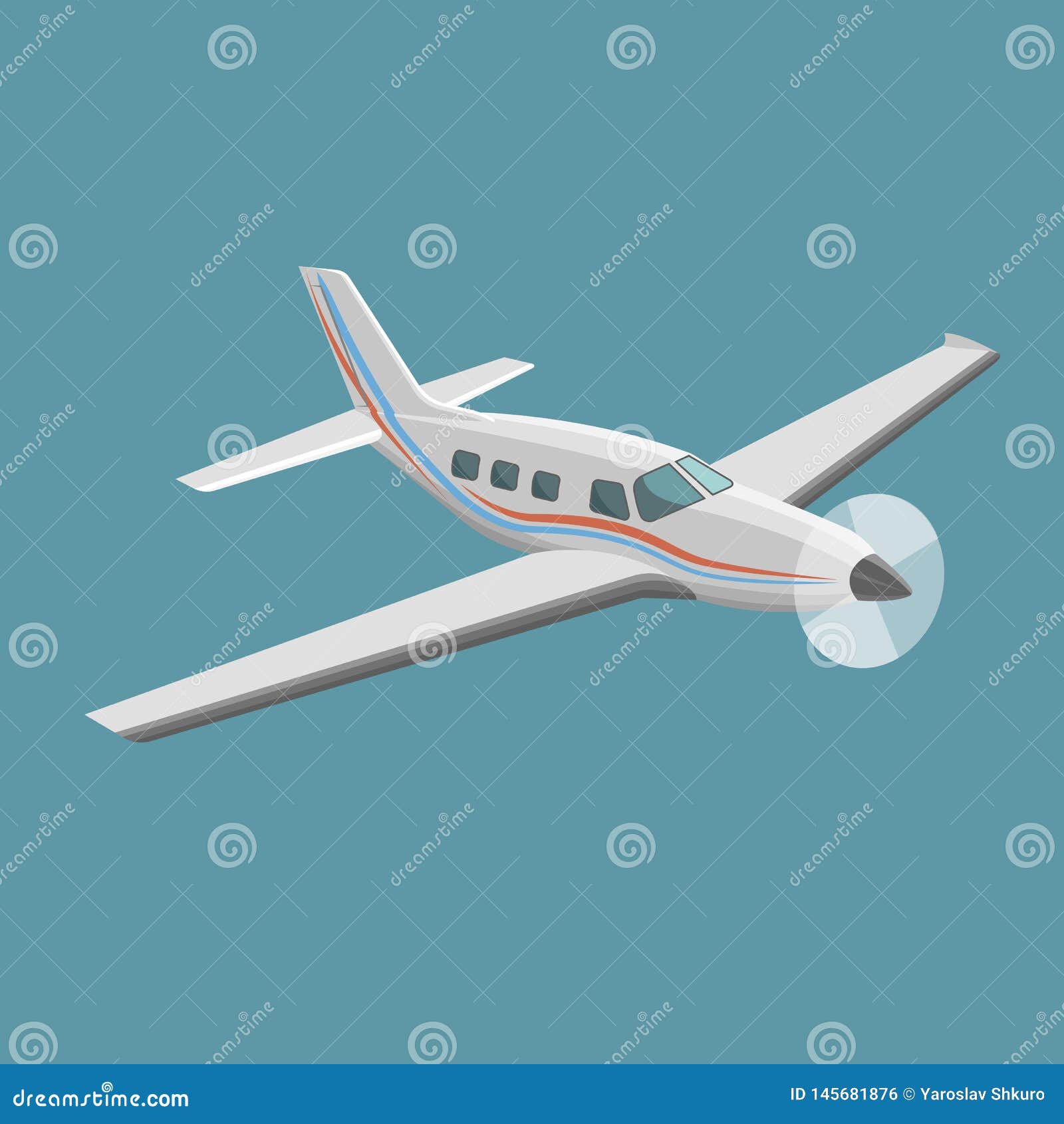 Small Plane Vector Illustration. Single Engine Propelled Aircraft Stock ...