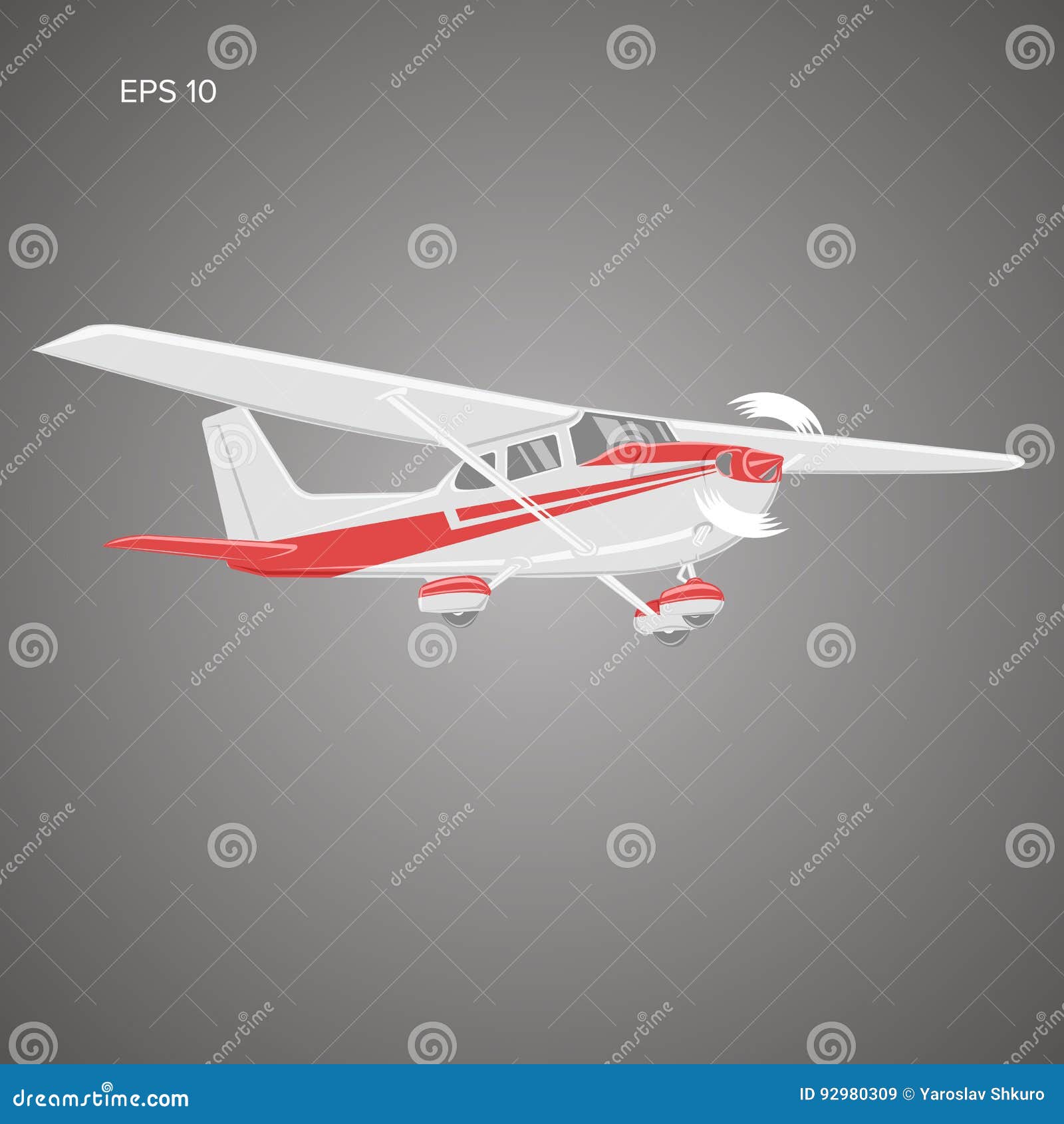 Small Plane Vector Illustration. Single Engine Propelled Aircraft ...