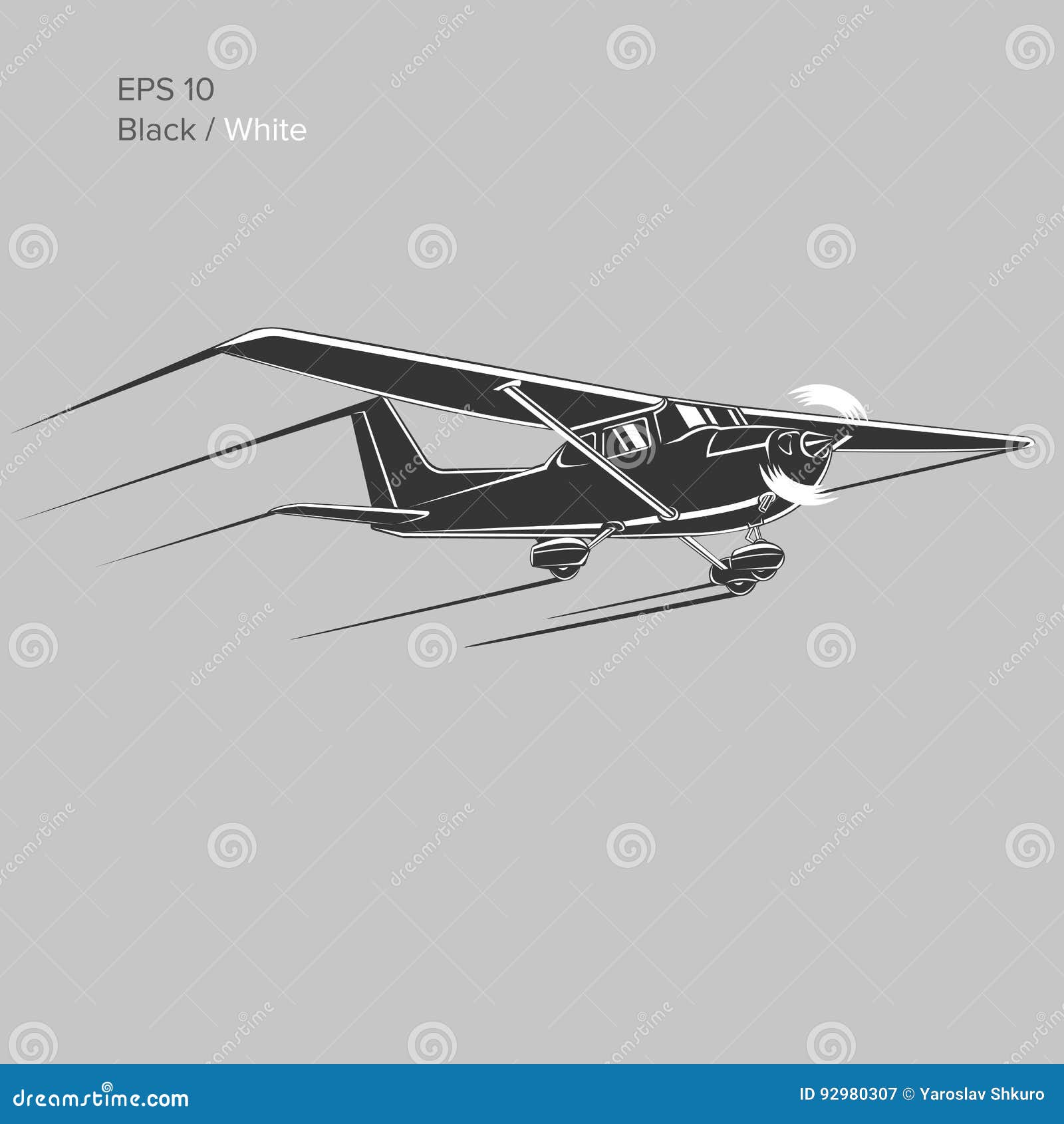 Small Plane Vector Illustration. Single Engine Propelled Passenger ...