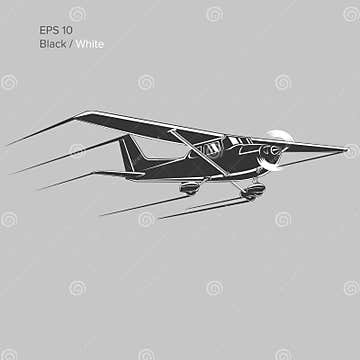 Small Plane Vector Illustration. Single Engine Propelled Aircraft ...