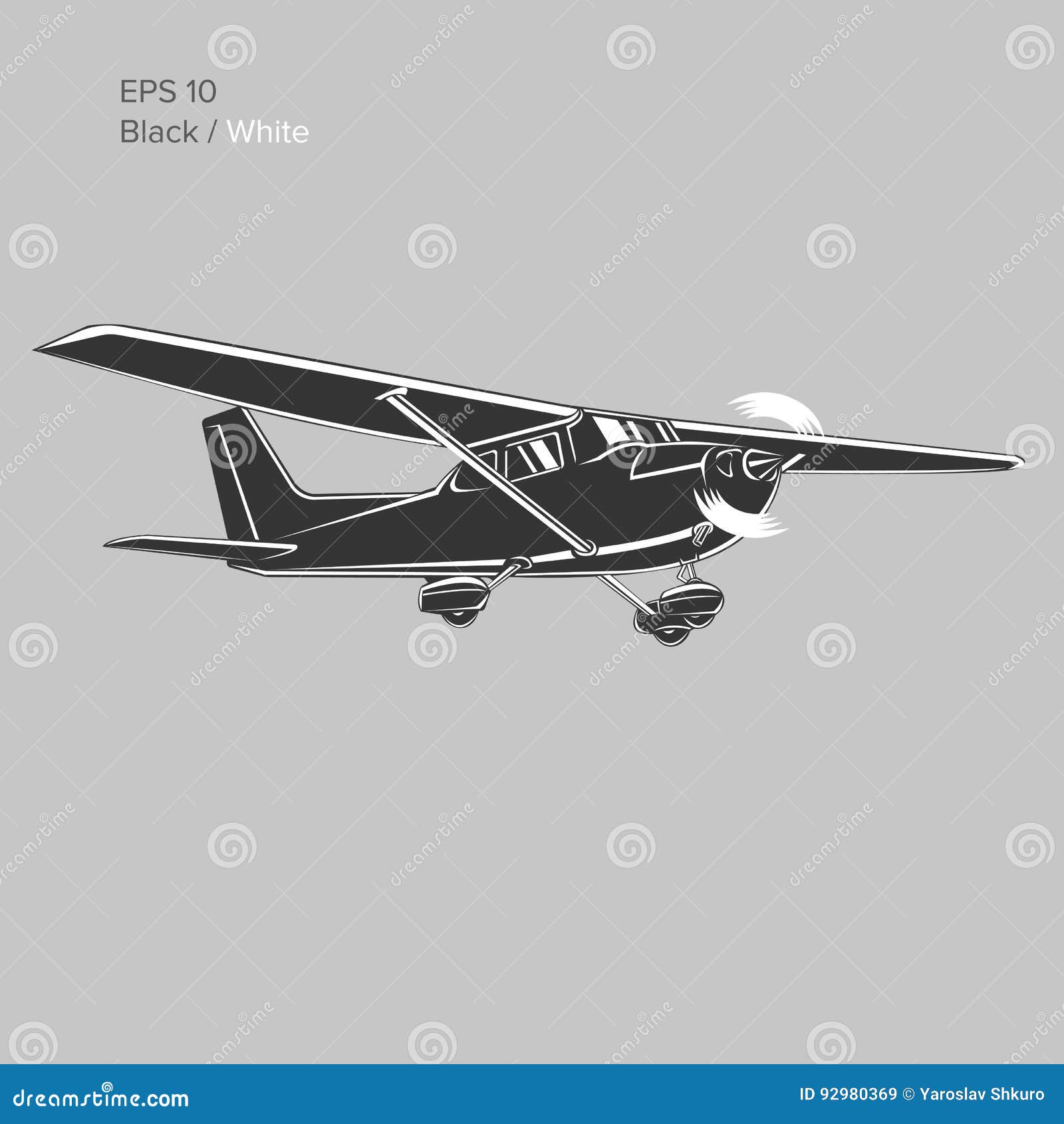 Small Plane Vector Illustration. Single Engine Propelled Aircraft ...