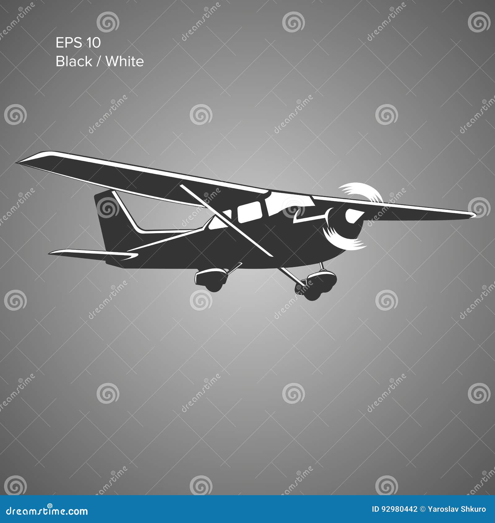 Small Plane Vector Illustration. Single Engine Propelled Aircraft ...