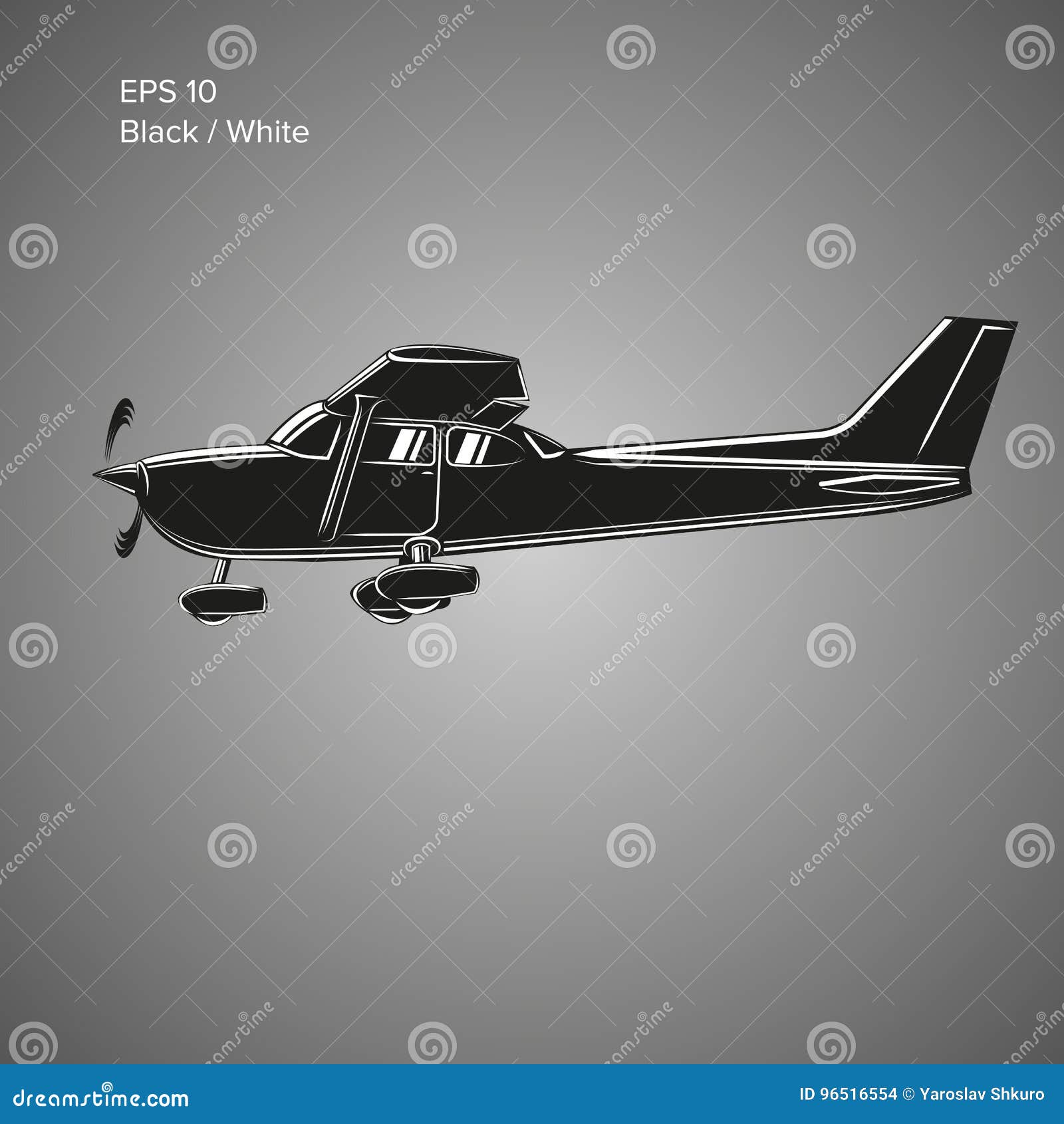 Small Plane Vector Illustration. Single Engine Propelled Aircraft ...