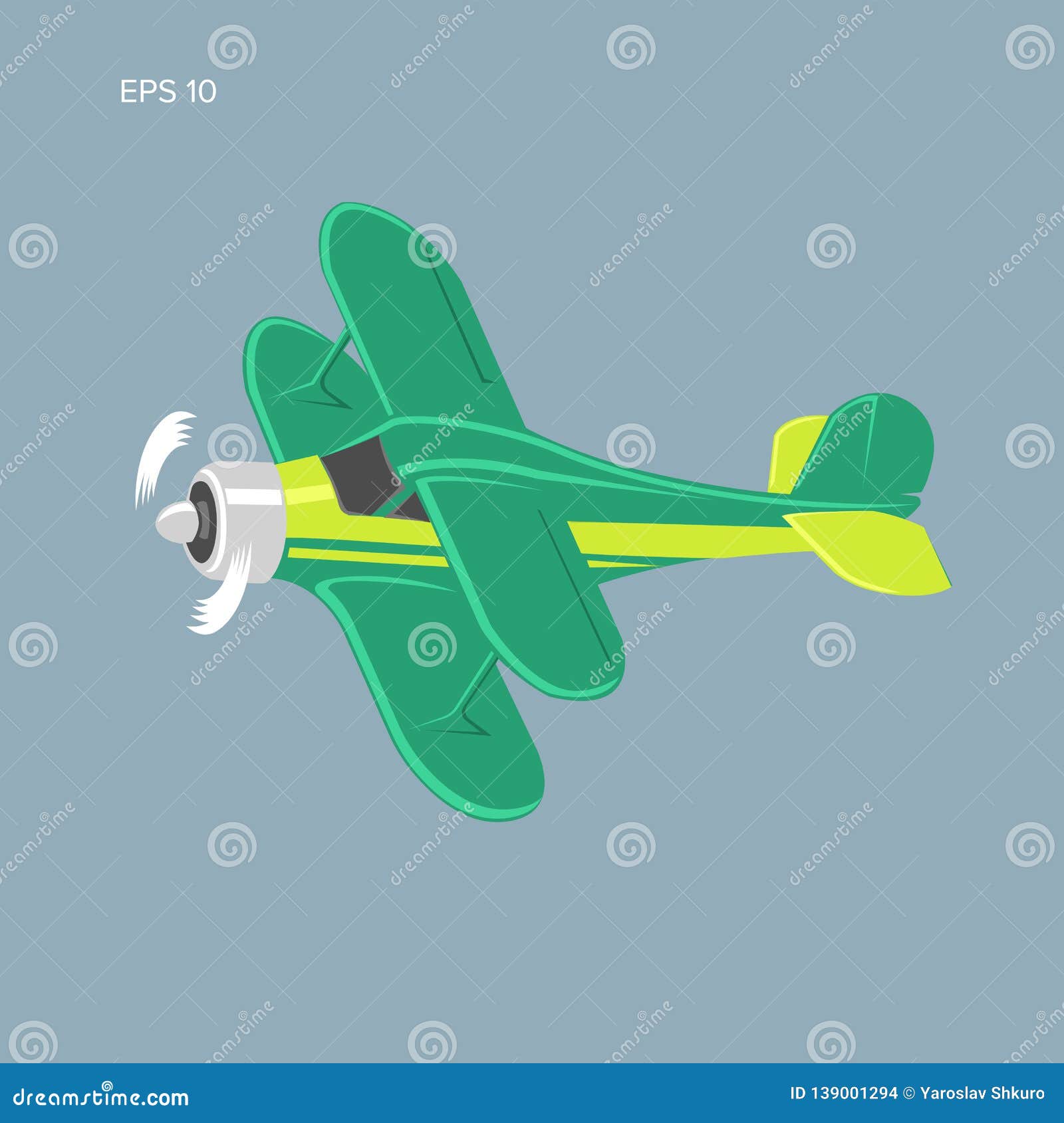 Small Plane Vector Illustration. Single Engine Propelled Biplane ...