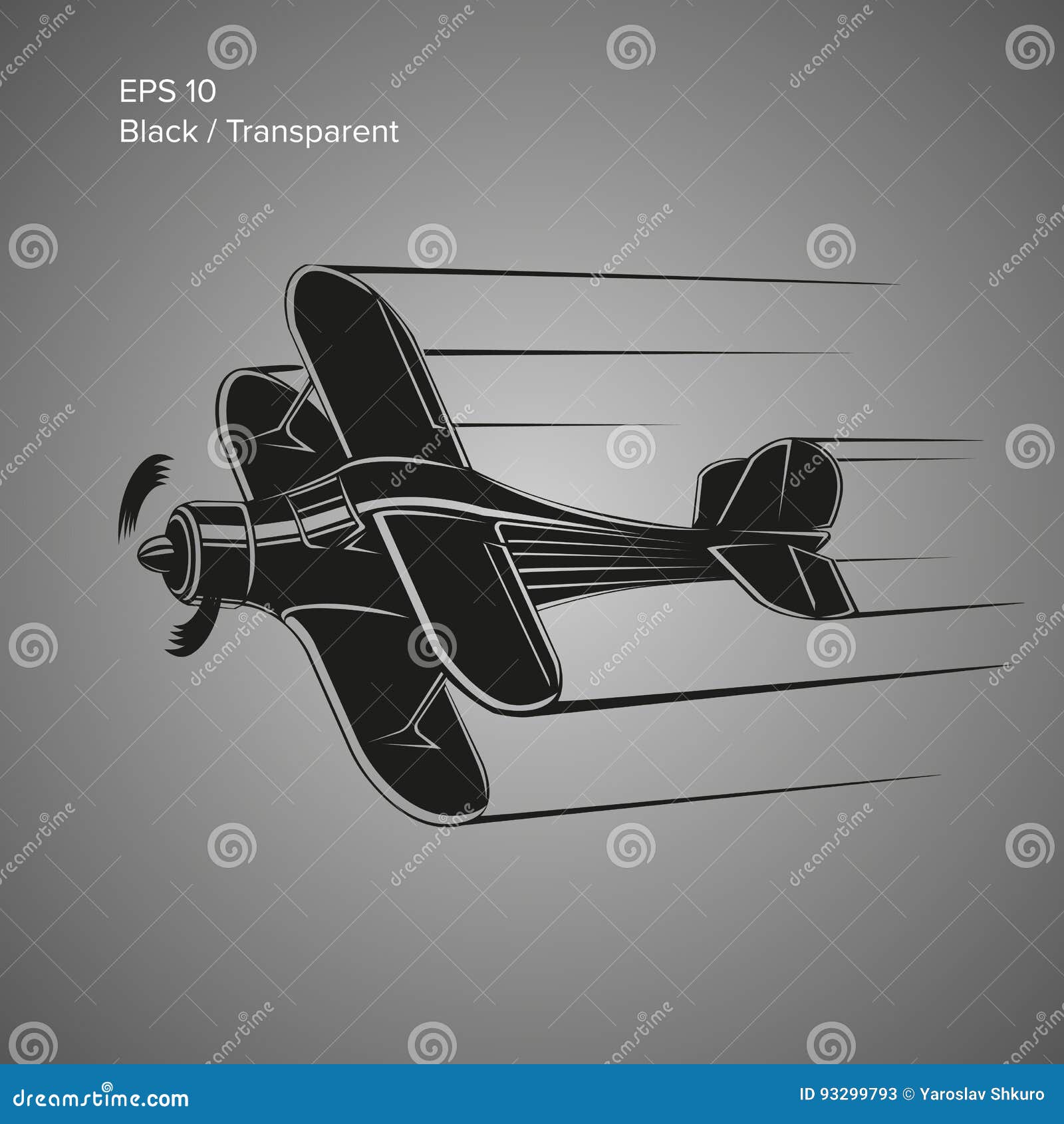 Small Plane Vector Illustration. Single Engine Propelled Biplane ...