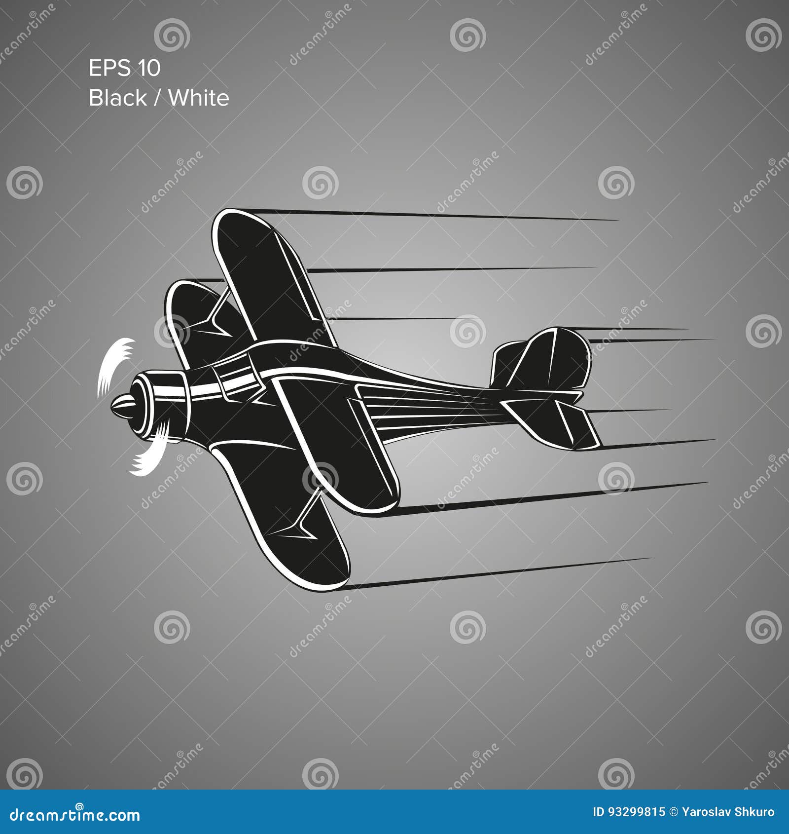 Small Plane Vector Illustration. Single Engine Propelled Biplane ...
