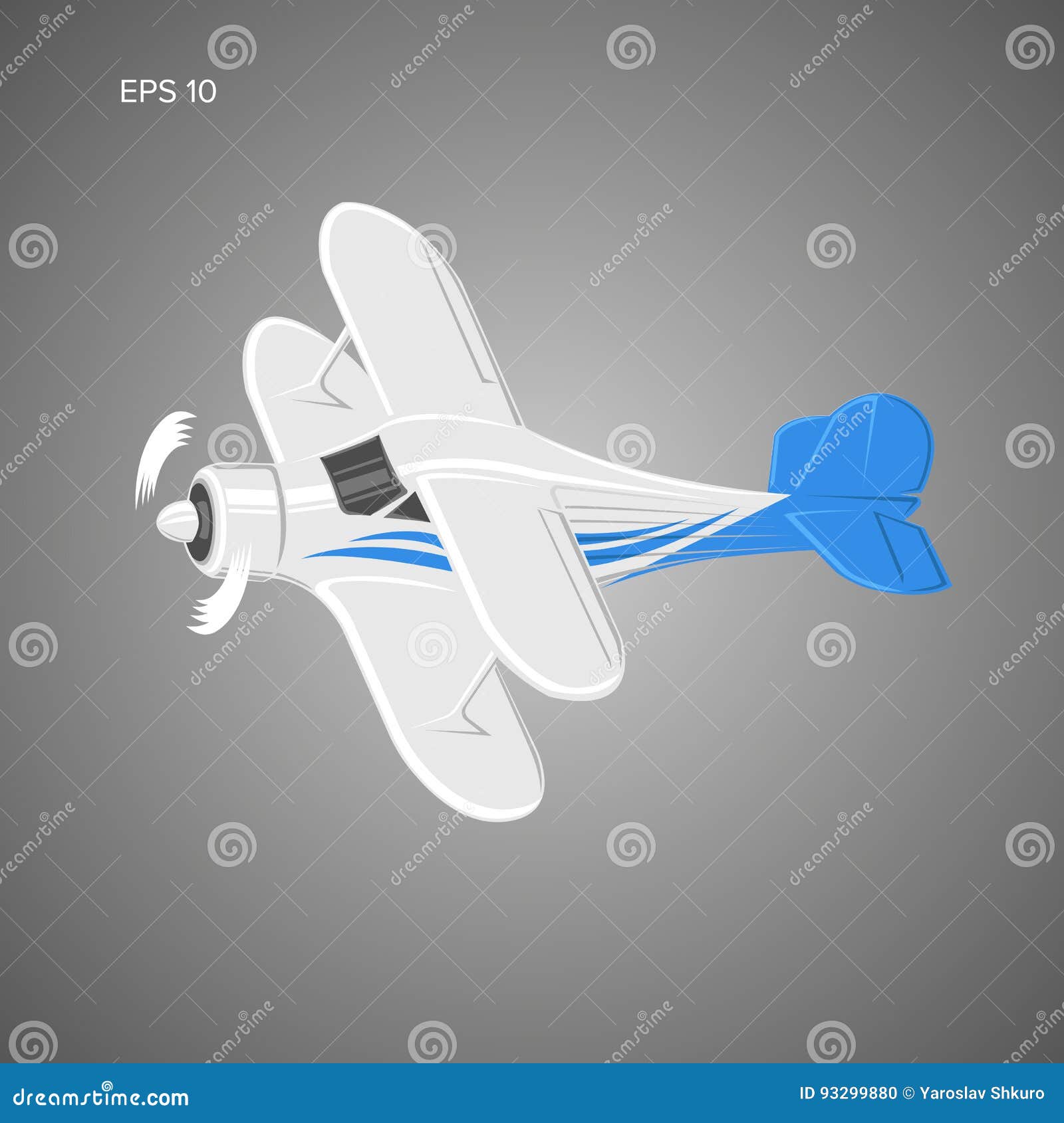 Small Plane Vector Illustration. Single Engine Propelled Biplane ...